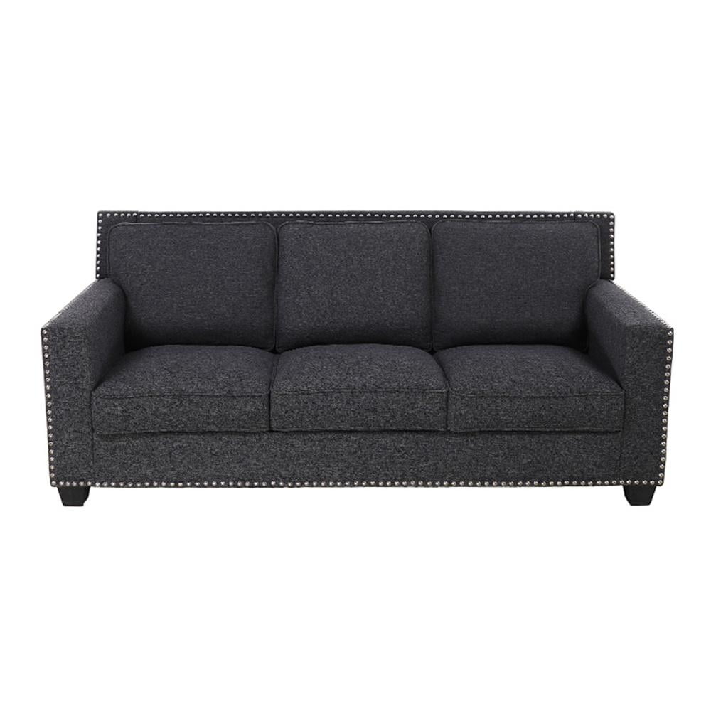 Gewnee 80" Wide Linen Upholstered Sofa Counches with Nailhead Trim for ...