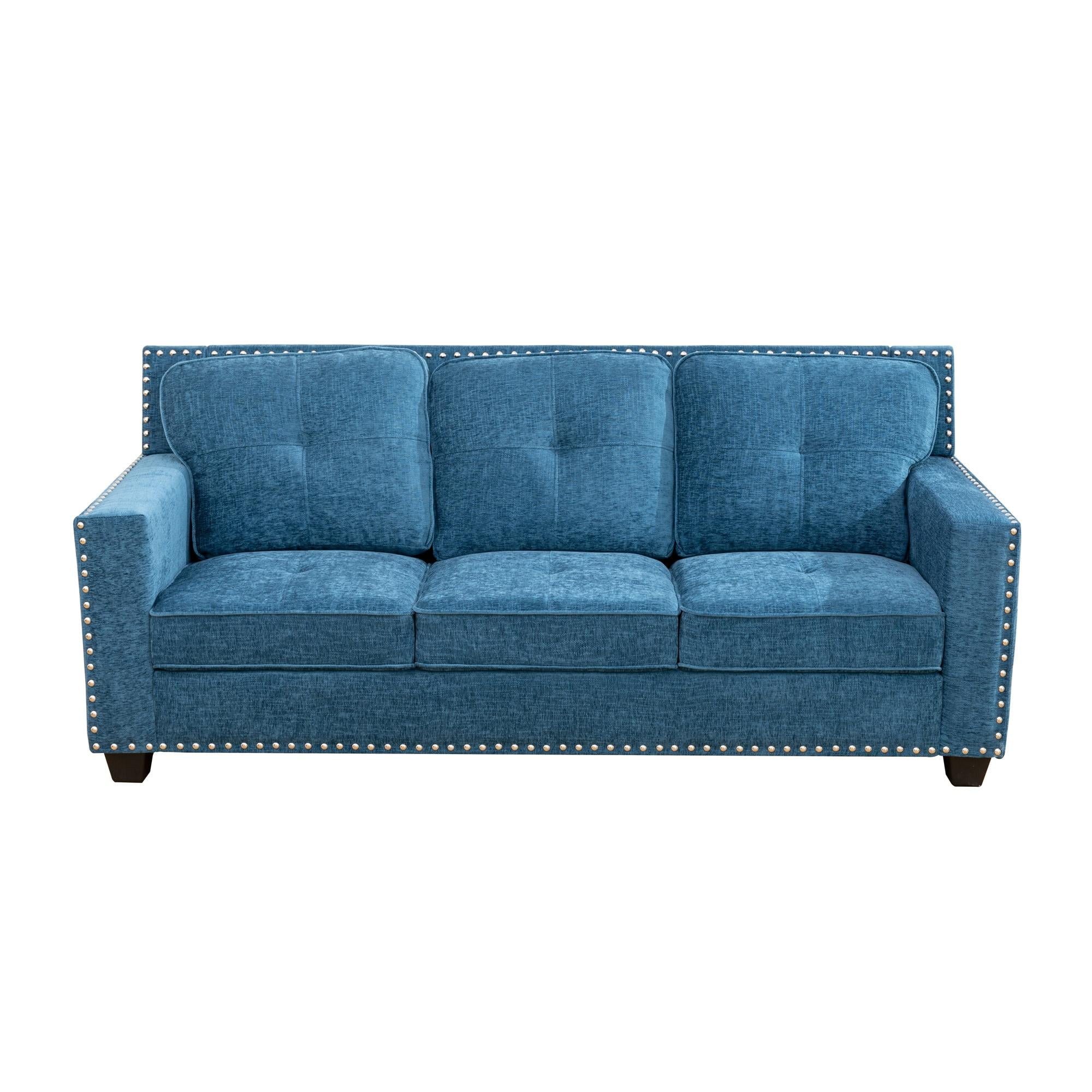 Gewnee 80" Wide Linen Upholstered Sofa Counches with Nailhead Trim for ...