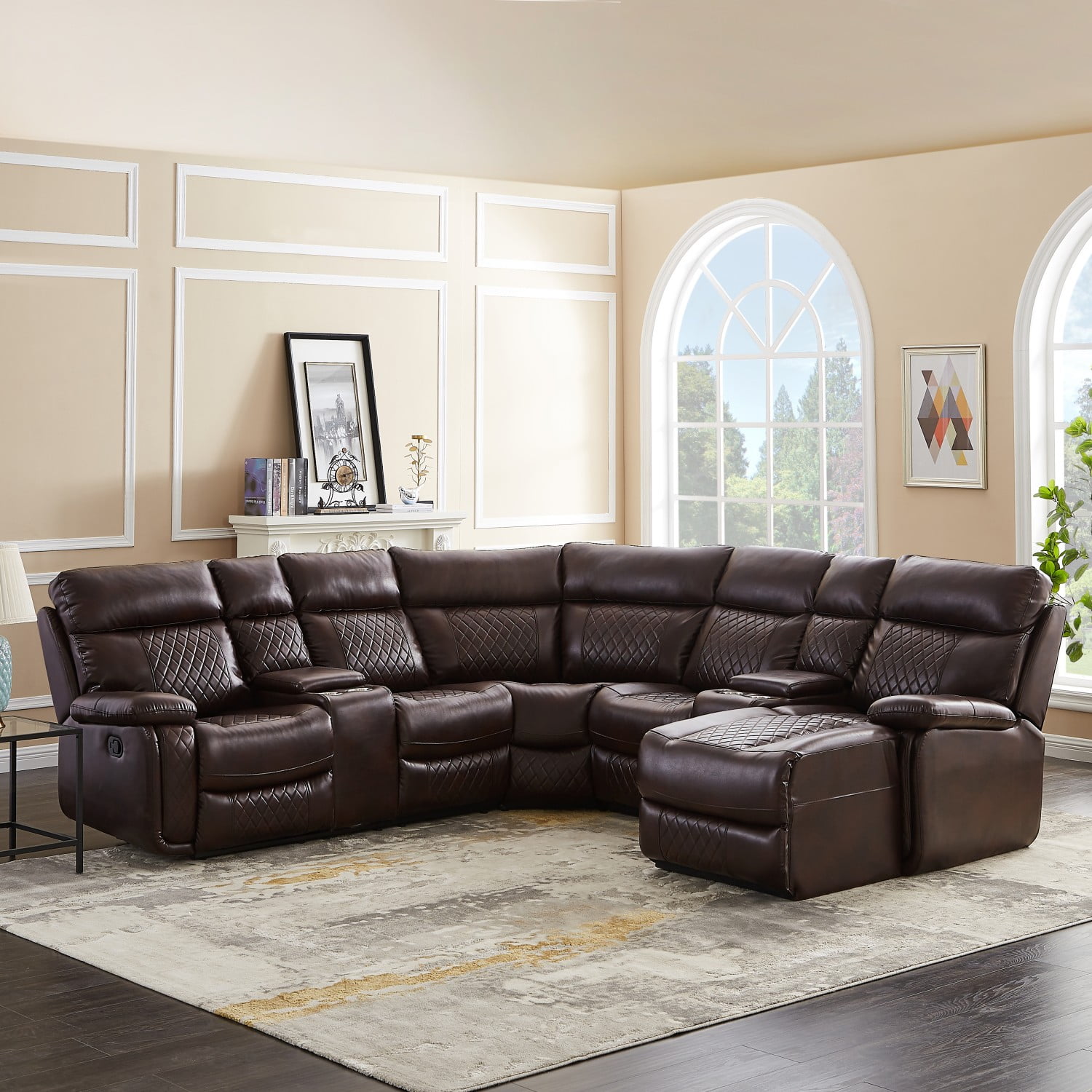 Gewnee Manual Reclining Sectional Sofa - Storage - 5 Seats - Walmart.com