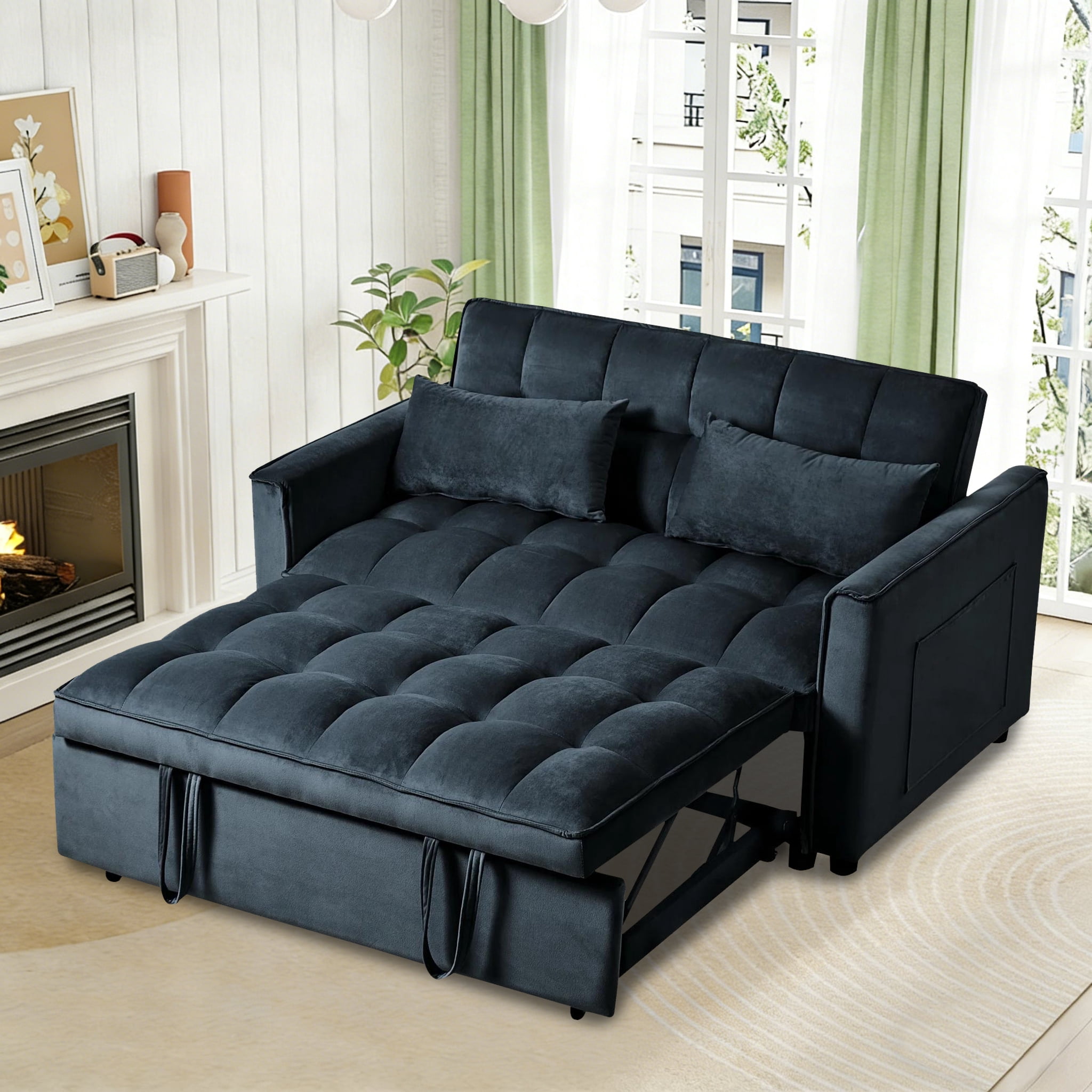 Gewnee 52.75" Convertible Sleeper Sofa Bed,Pull Out Couch with ...