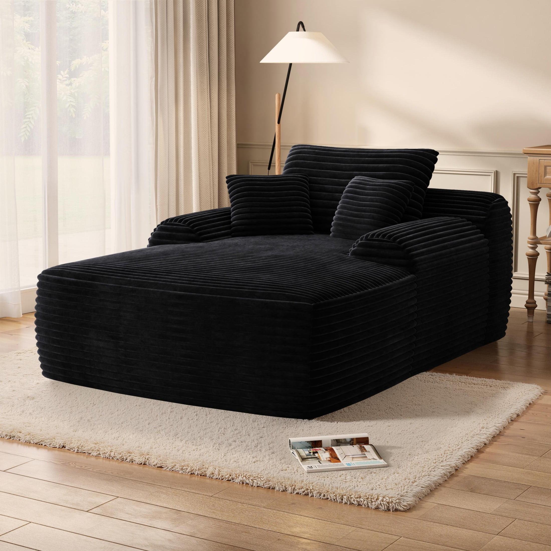 Gewnee Cloud-Like Modern Chaise Lounge Sofa Bed with Corduroy Fabric ...