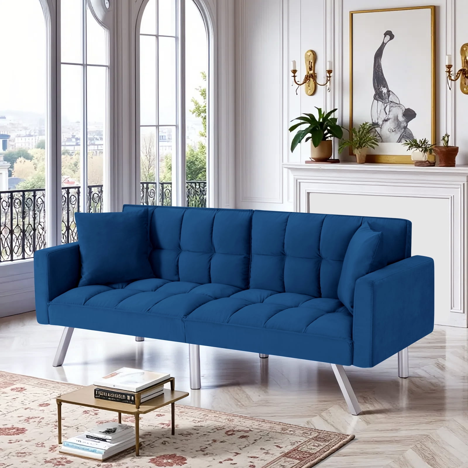 Gewnee Convertible Futon Sofa Bed, 74" Comfy Loveseat Sleeper Sofa ...