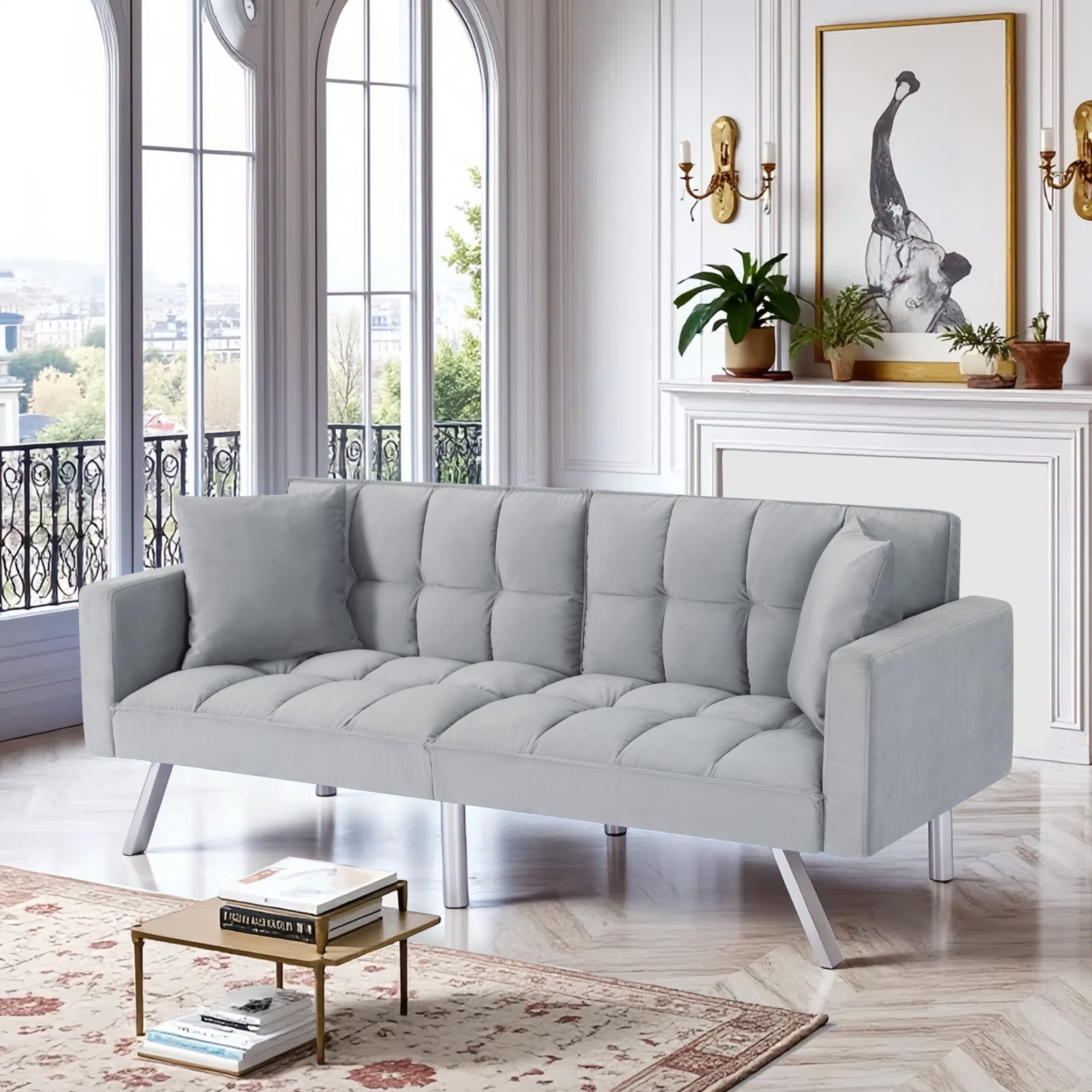 Gewnee Convertible Futon Sofa Bed, 74" Comfy Loveseat Sleeper Sofa ...