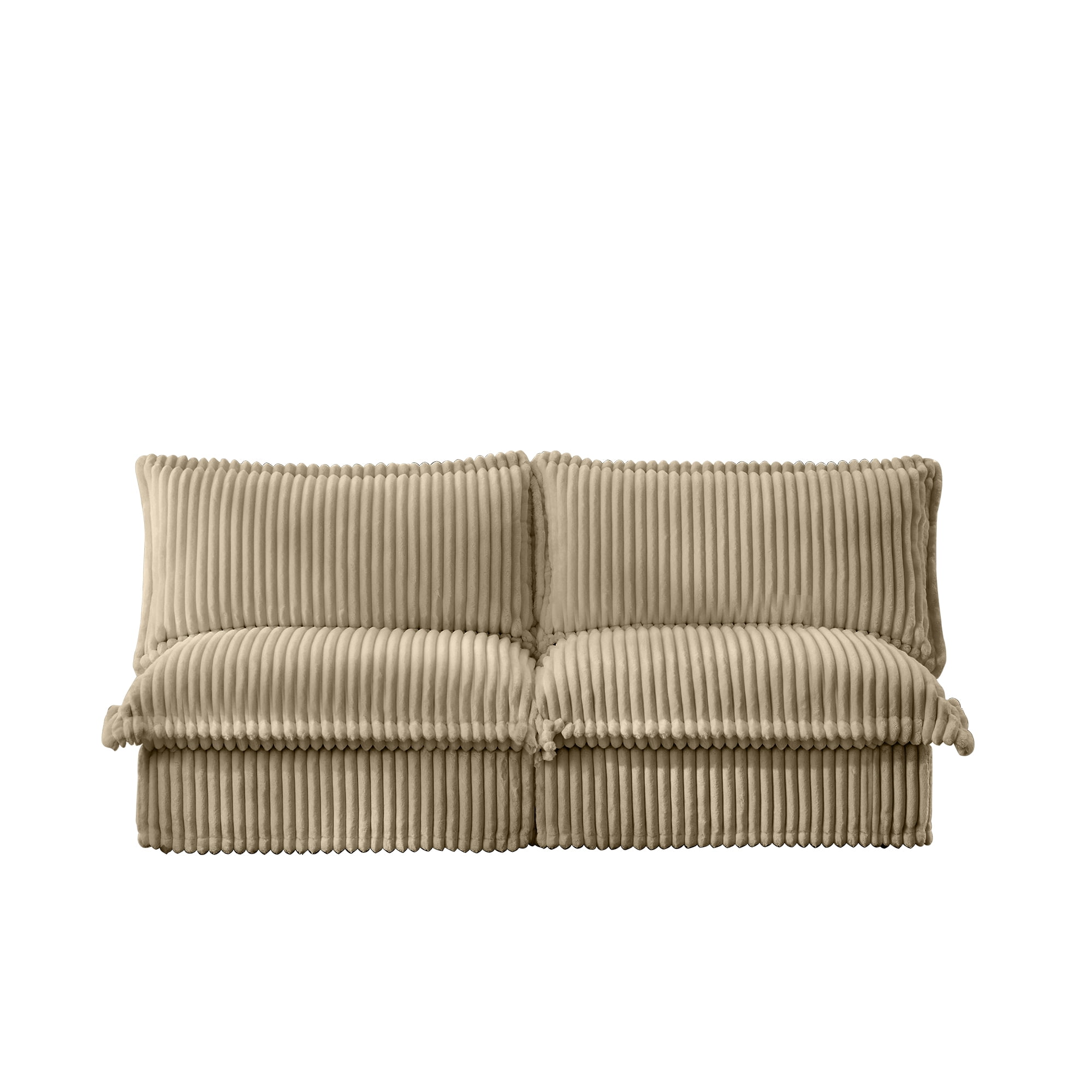 Gewnee Cream Corduroy Fabric 2 Seater Armless Sofa, Free Combination ...