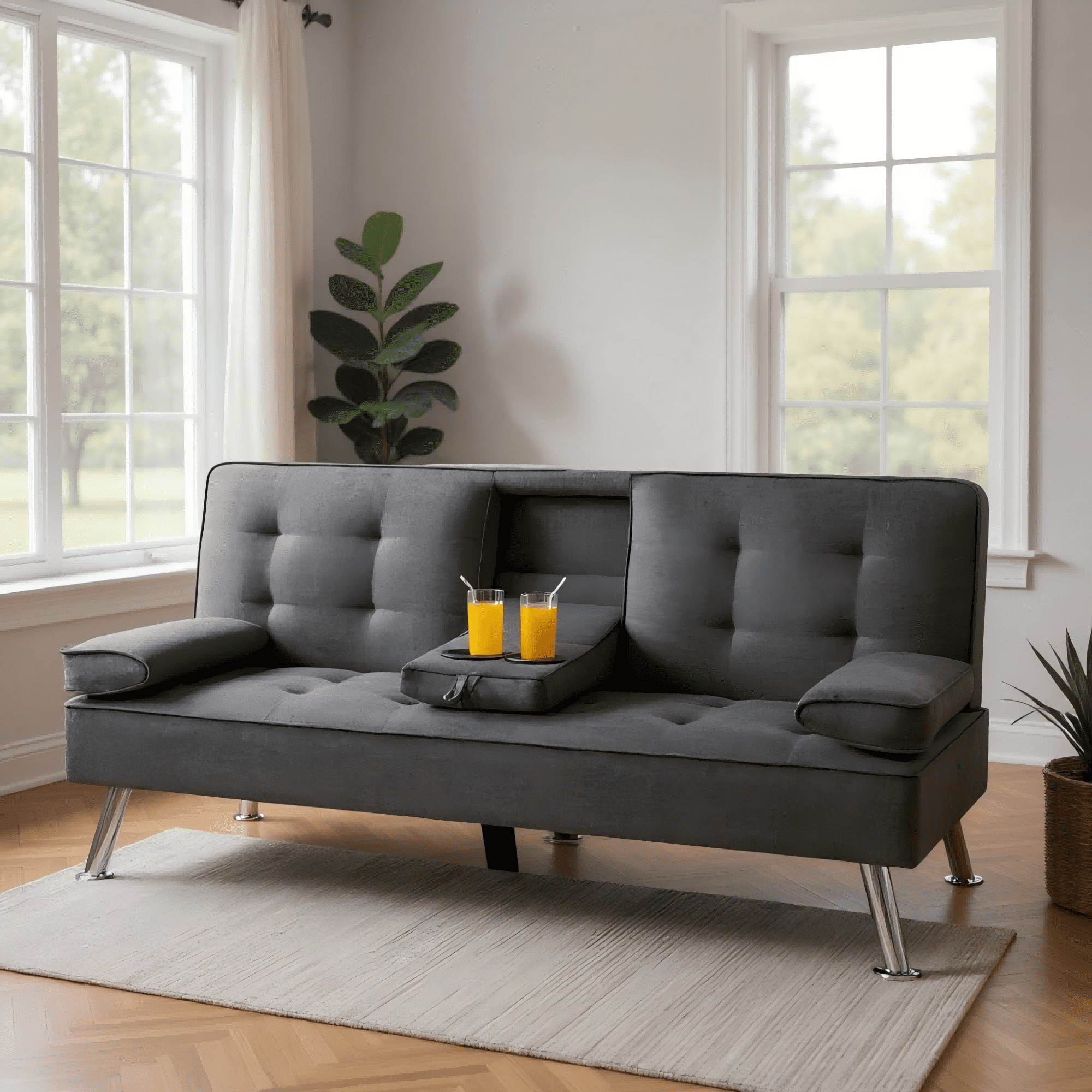Gewnee Futon Sleeper Sofa Bed - Modern Polyester Convertible Folding ...