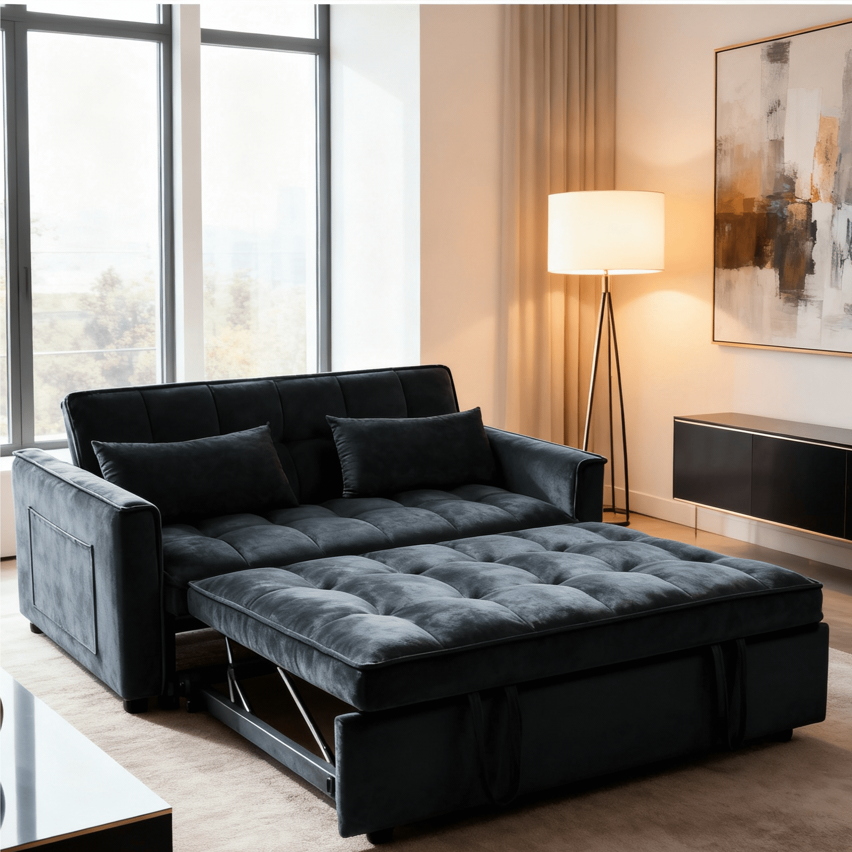 Gewnee Futon Sofa Bed - 52.75" Convertible Sleeper, 3-Mode Adjustable ...