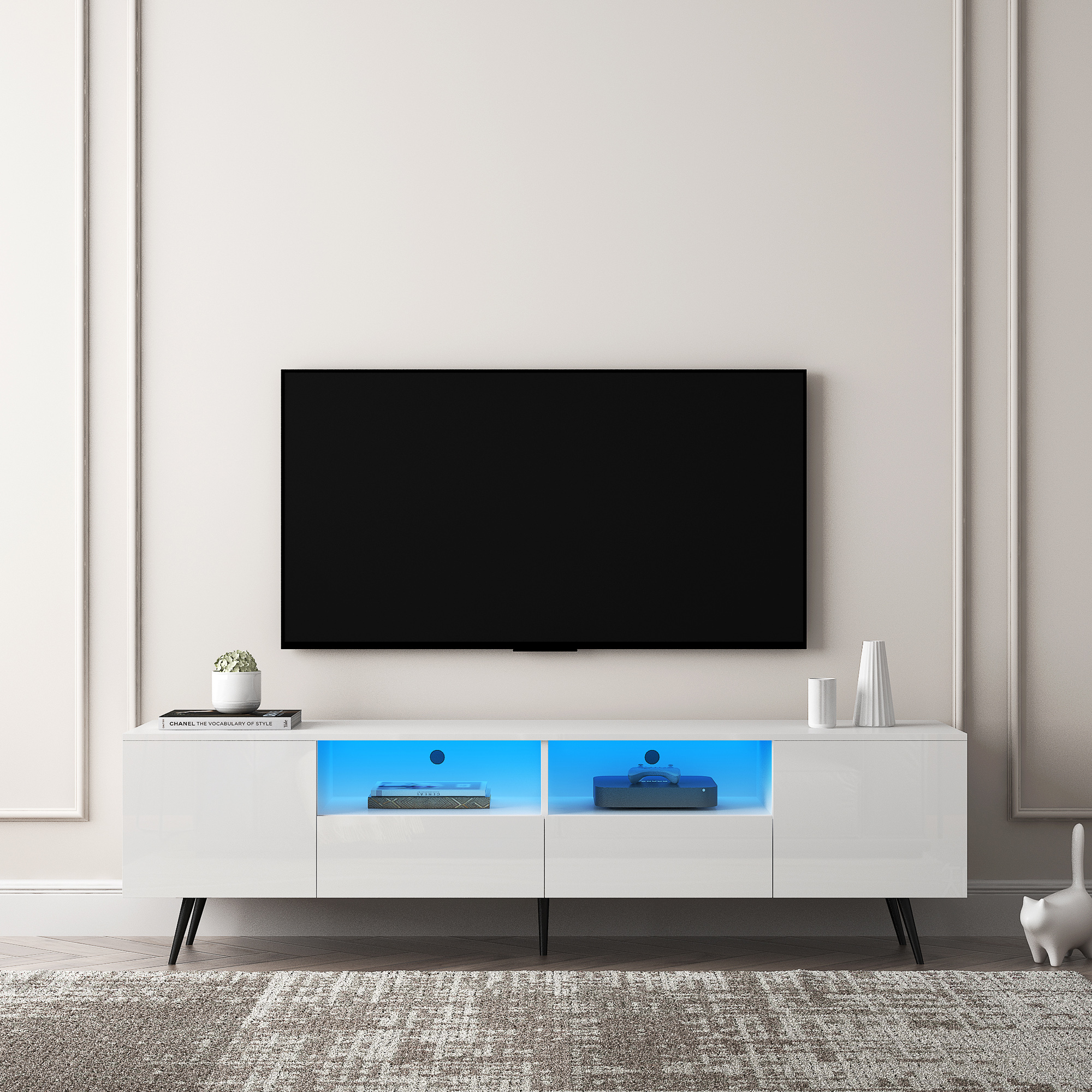 Gewnee LED TV Stand for TVs up to 70" with 16-color LED Lights ...