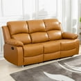 Gewnee Faux Leather Upholstered Manual Reclining Sofa With 3 Recliners