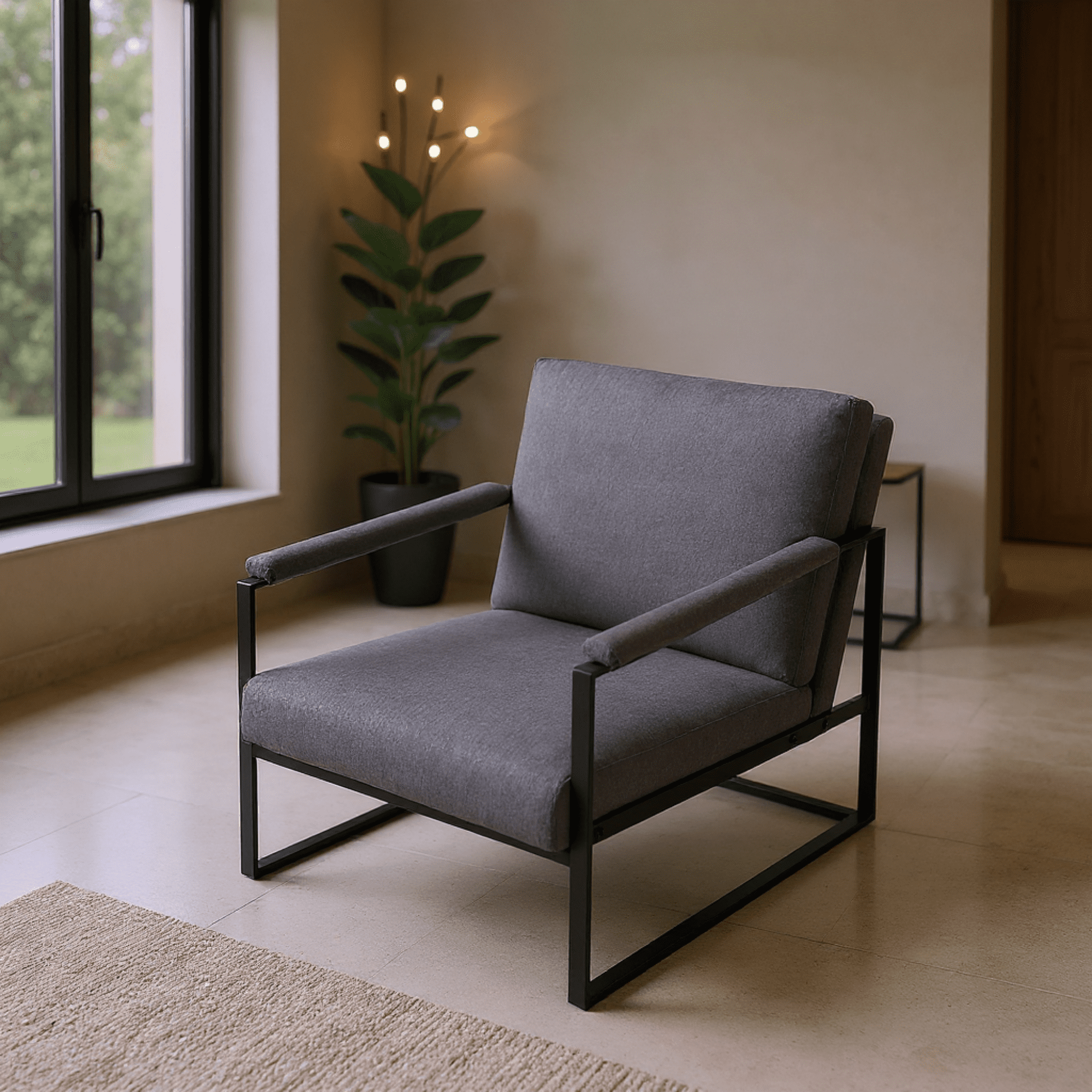 Gewnee Metal Frame Accent Armchair, Designed with a Sleek Metal Frame ...