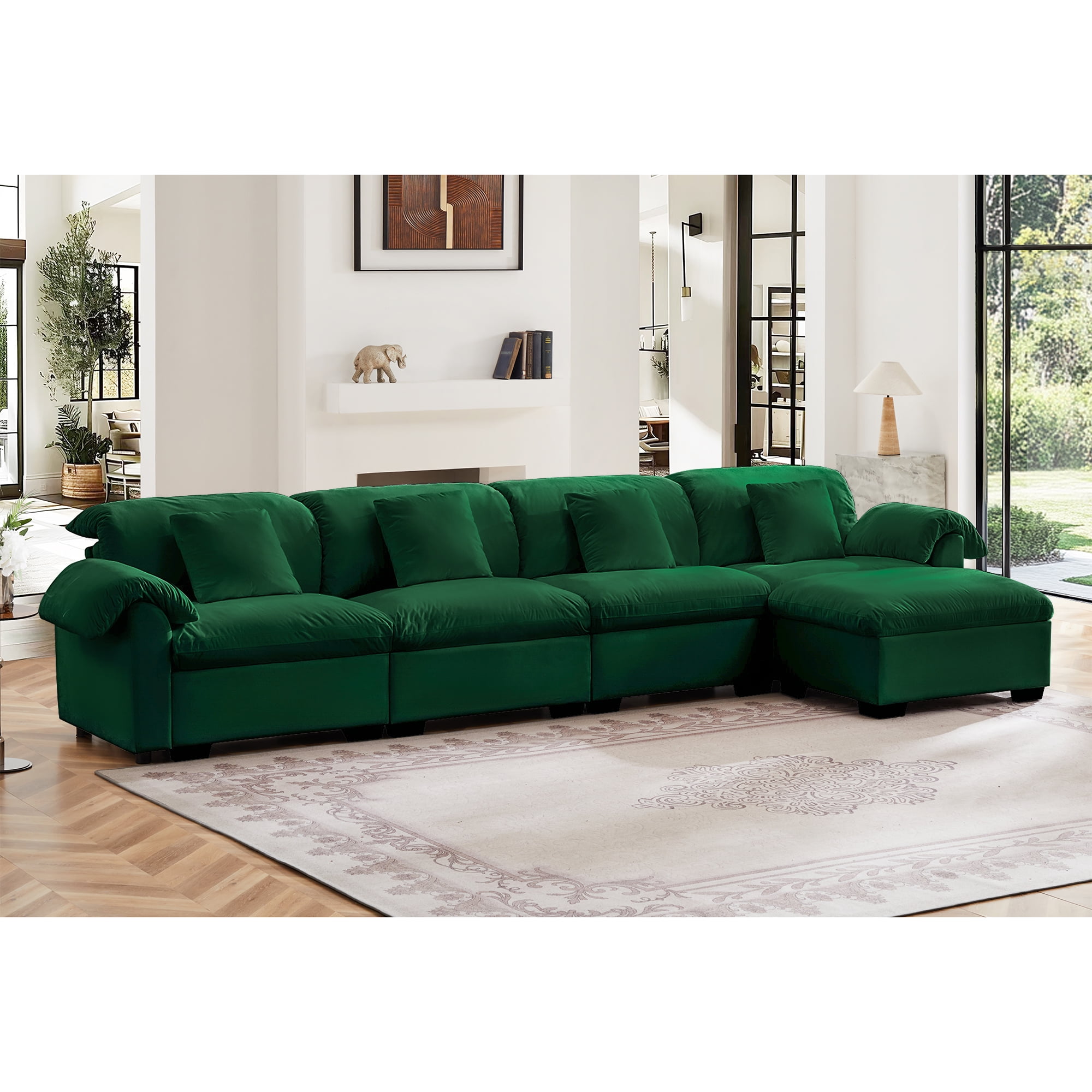 Gewnee Modern 4 Seaters 154.7"Deep Seat Comfy Velvet Oversize Sofa ...