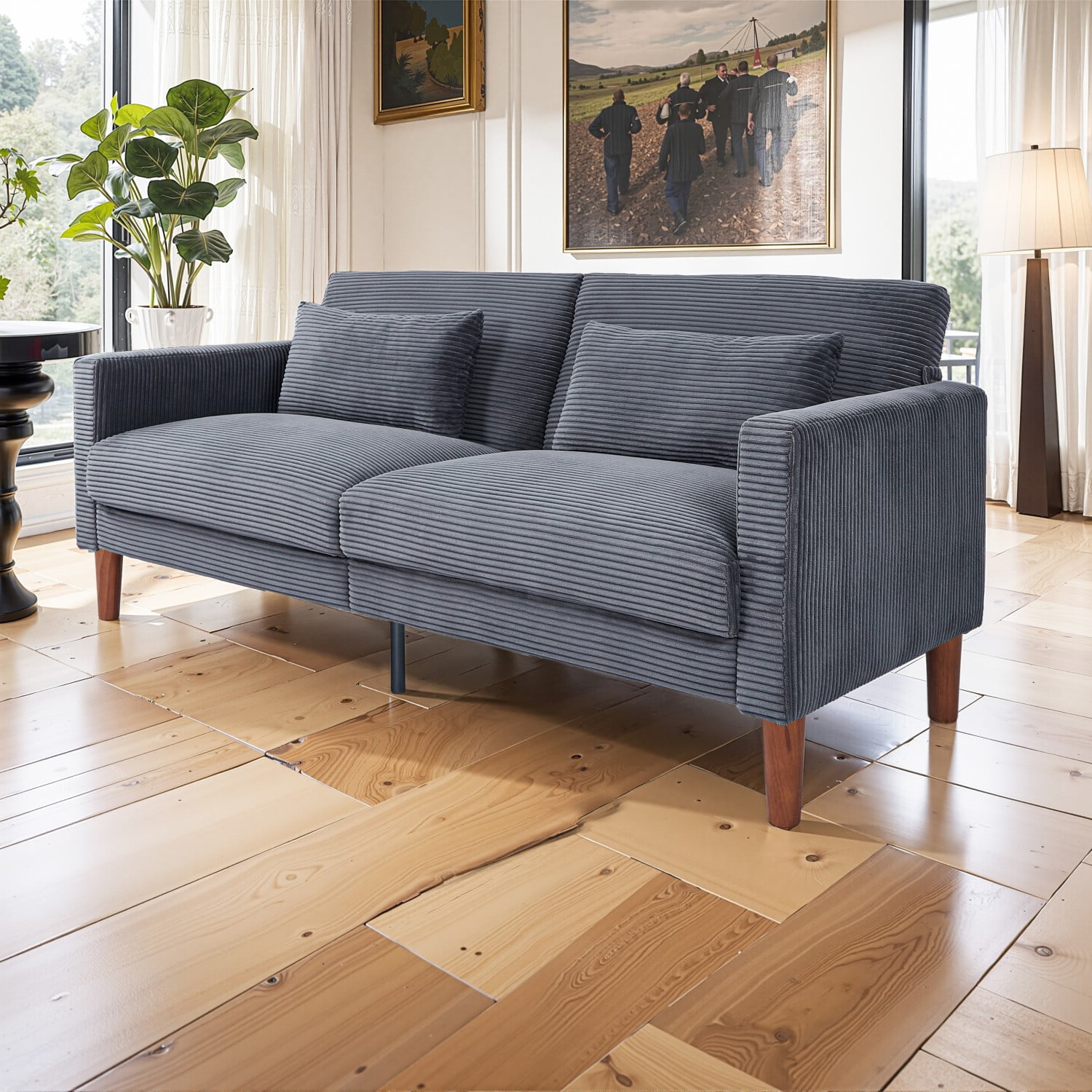 Gewnee Corduroy Sofa Couch - Loveseat with Spring Cushions - Walmart.com