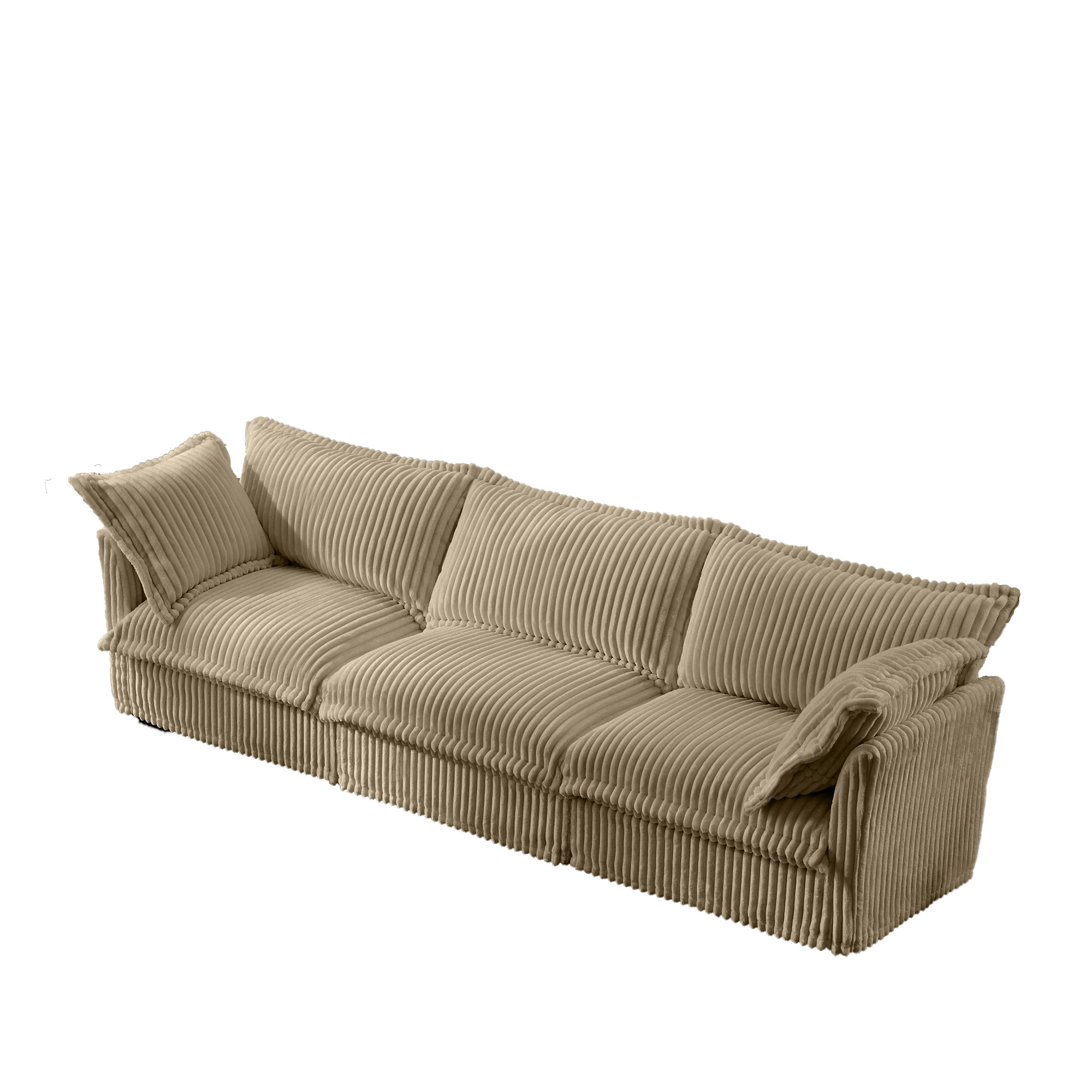 Gewnee Modern Deep Seat 3 Seater Sofa Couch, Camel Corduroy Fabric Soft ...