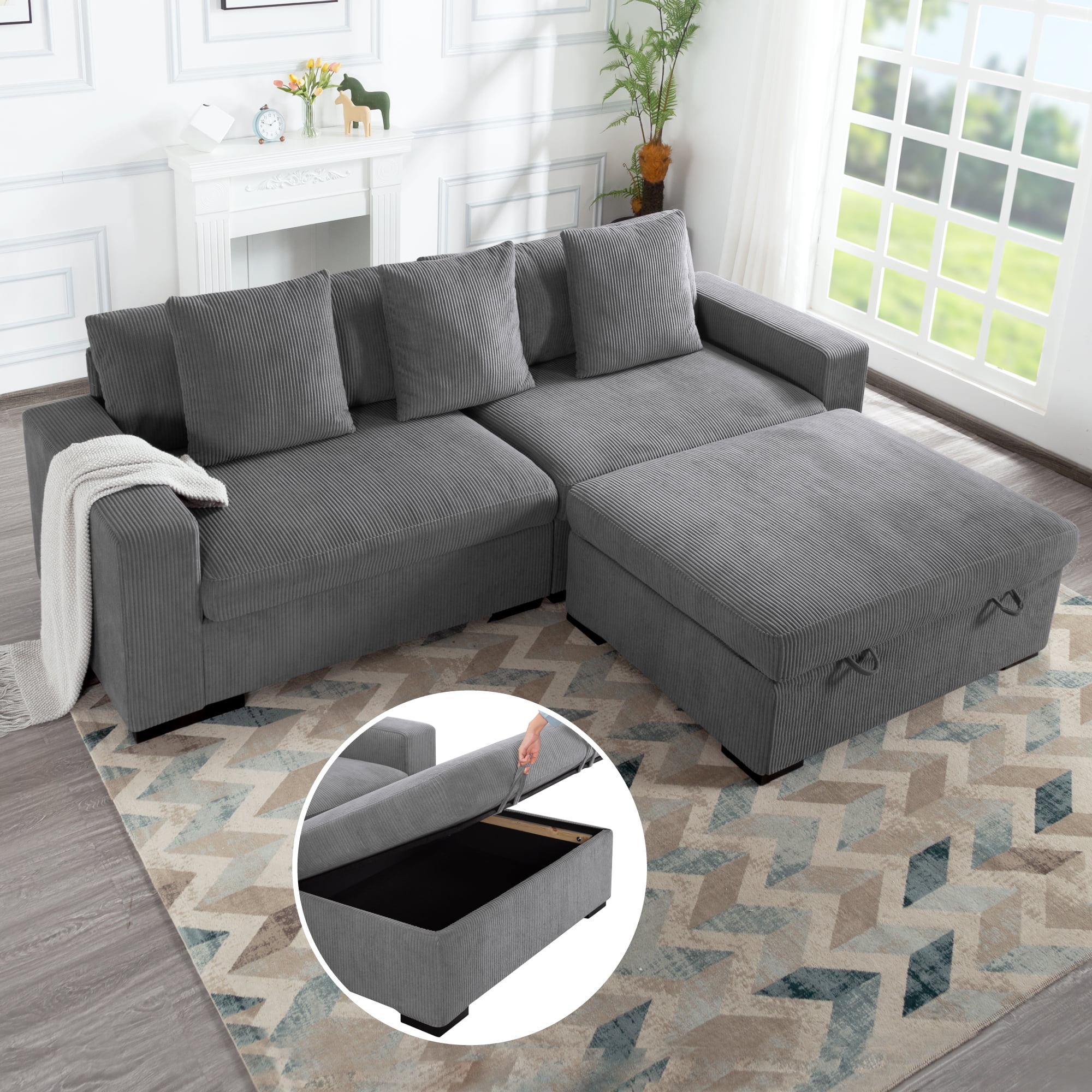 Gewnee Modular Sectional Sofa with Storage, L Shaped Sofa Set with ...