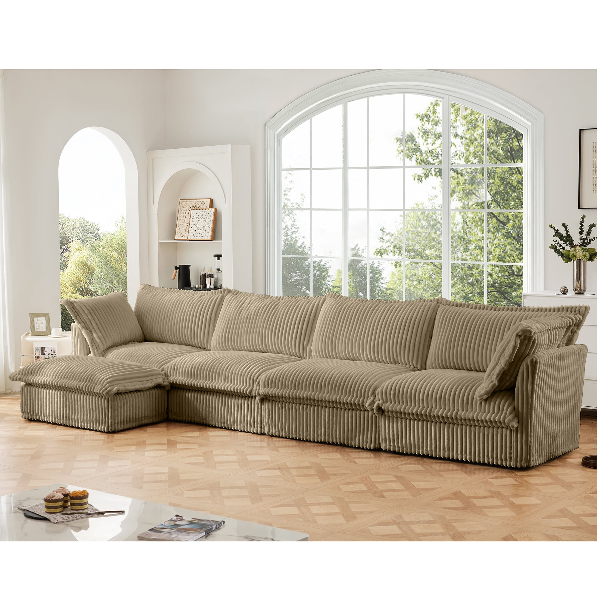 Gewnee Oversize Deep Seat Slipcovered L Shape Sectional Long Sofa Couch ...