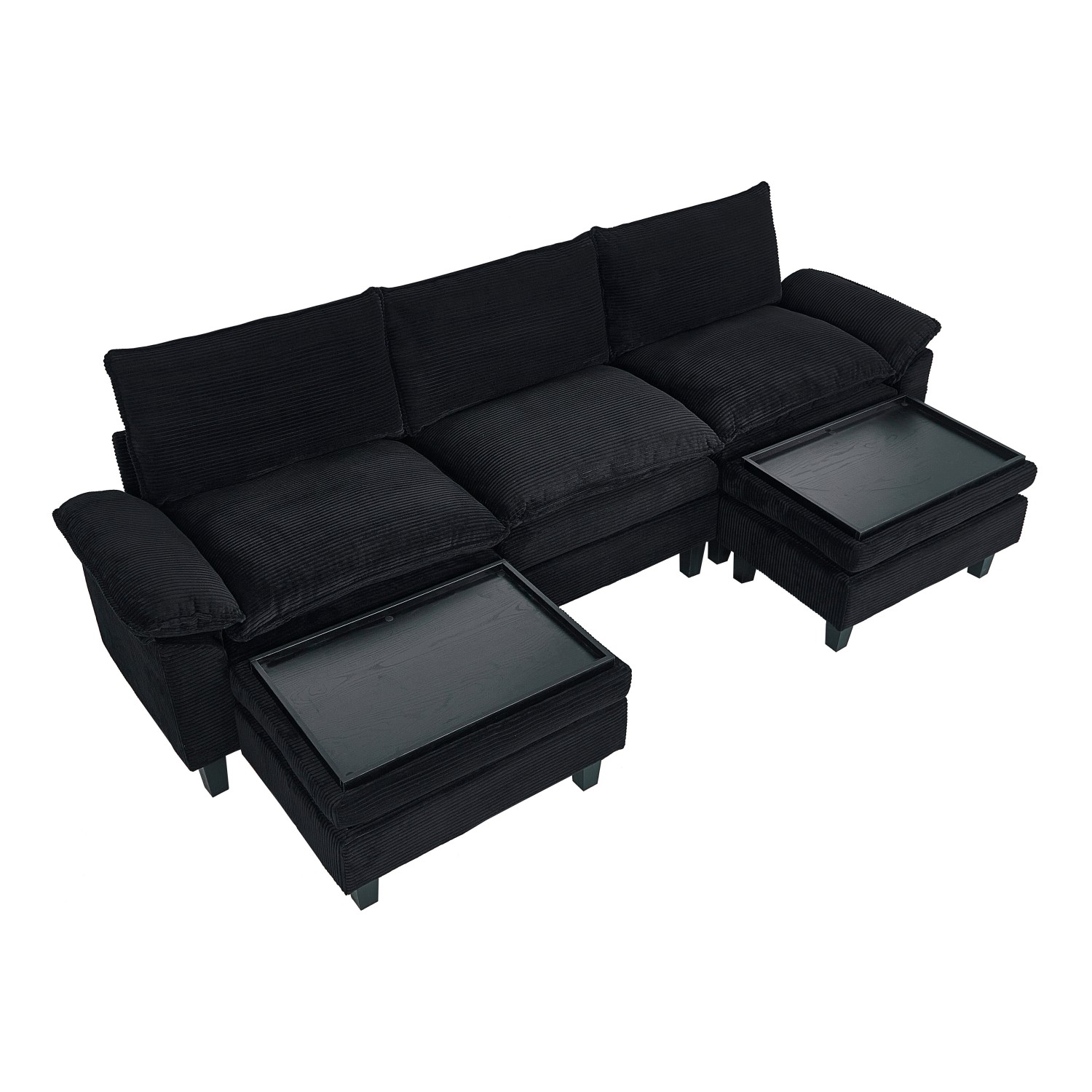 Gewnee Sectional Convertible Sofa U Shaped Modular Couch with Double ...