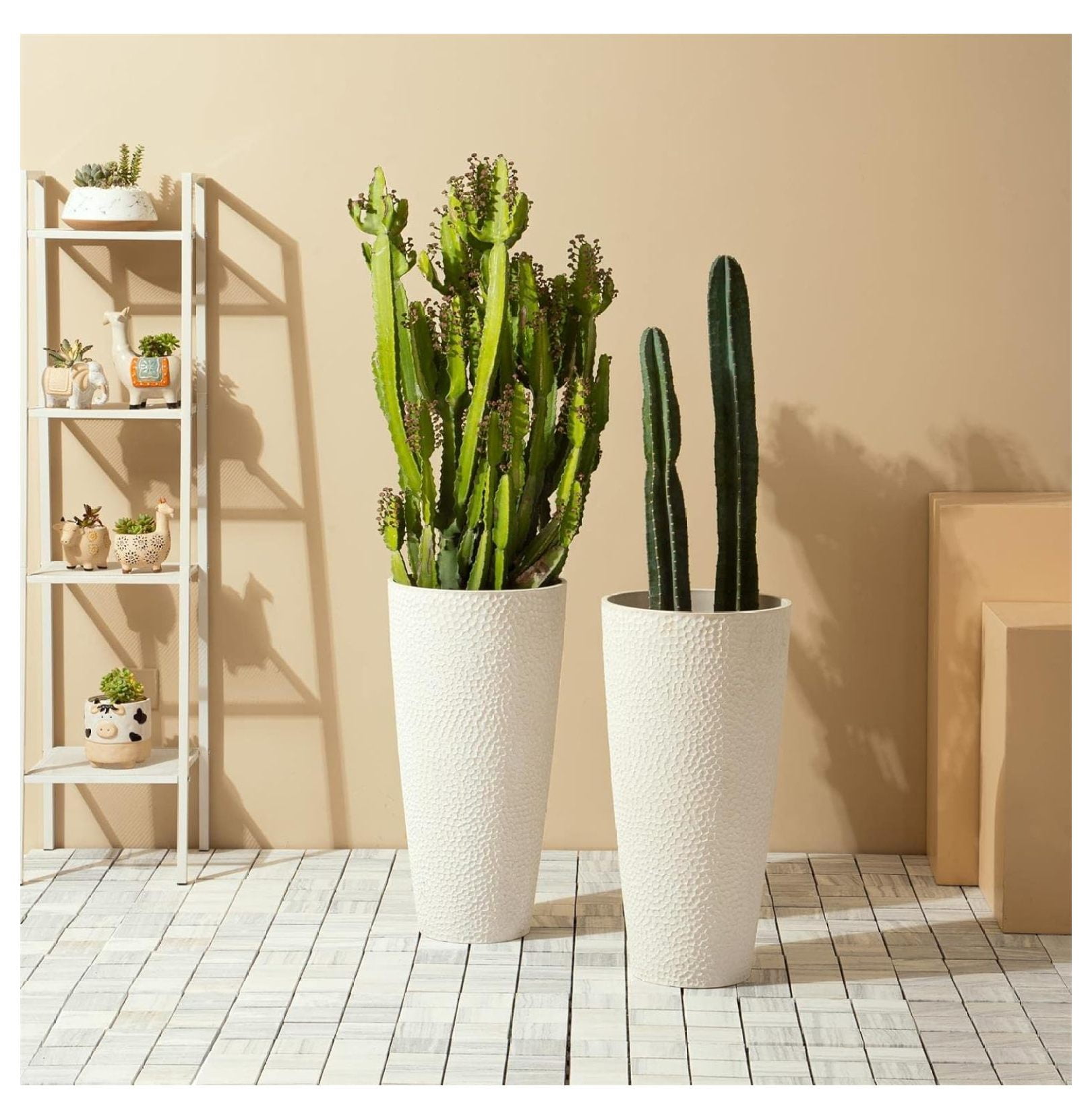 Gexandy 28" Extra Large Planters for Indoor Plants,Sets of 2 White Tall ...