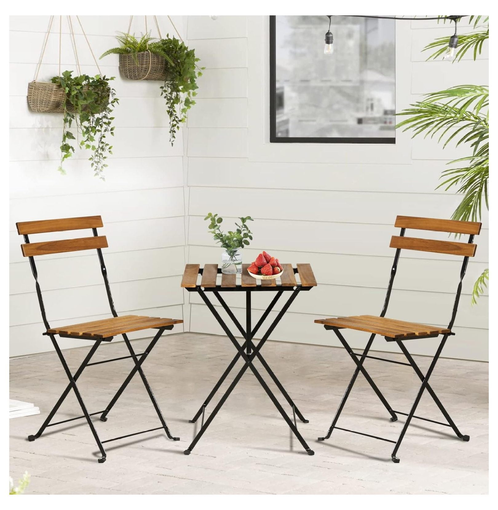 Gexandy 3-Piece Patio Bistro Set Outdoor Furniture Sets Folding Bistro ...