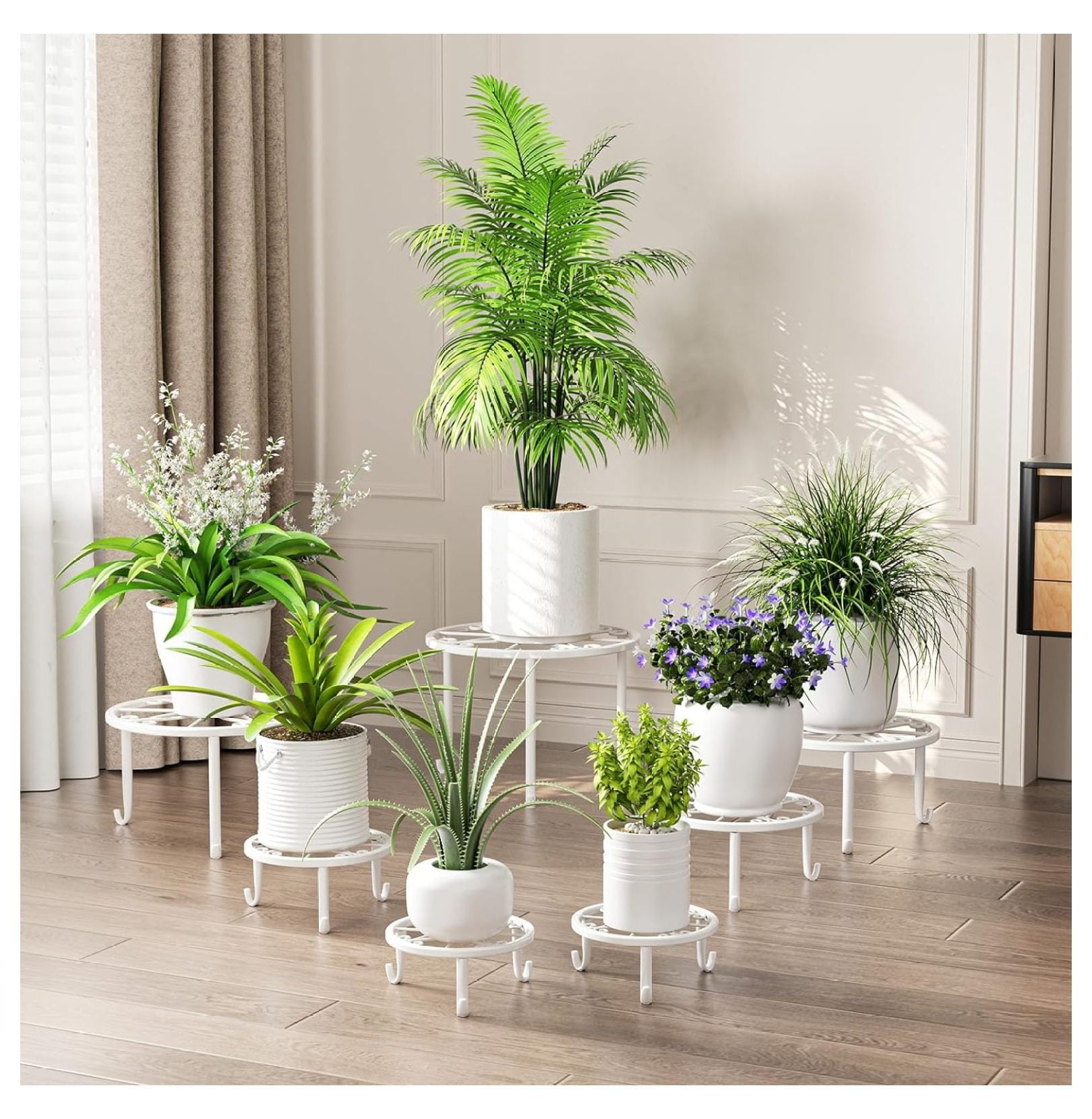 Gexandy 7 Pack Metal Plant Stands for Outdoor Indoor, Anti-Rust Iron ...