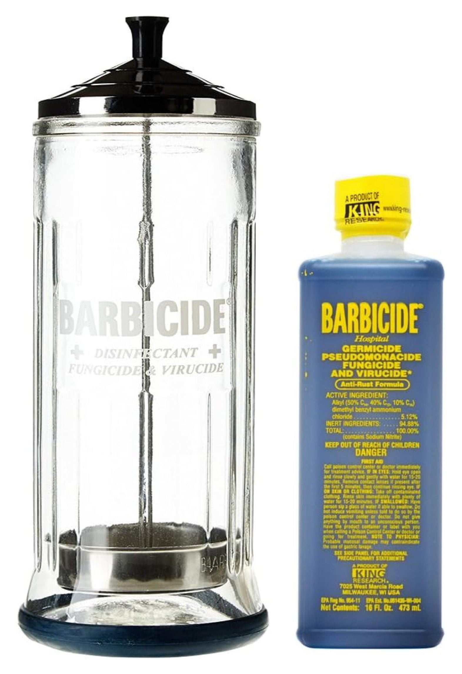 Gexandy Barbicide Disinfecting Jar Large 37oz + Disinfectant 16oz ...