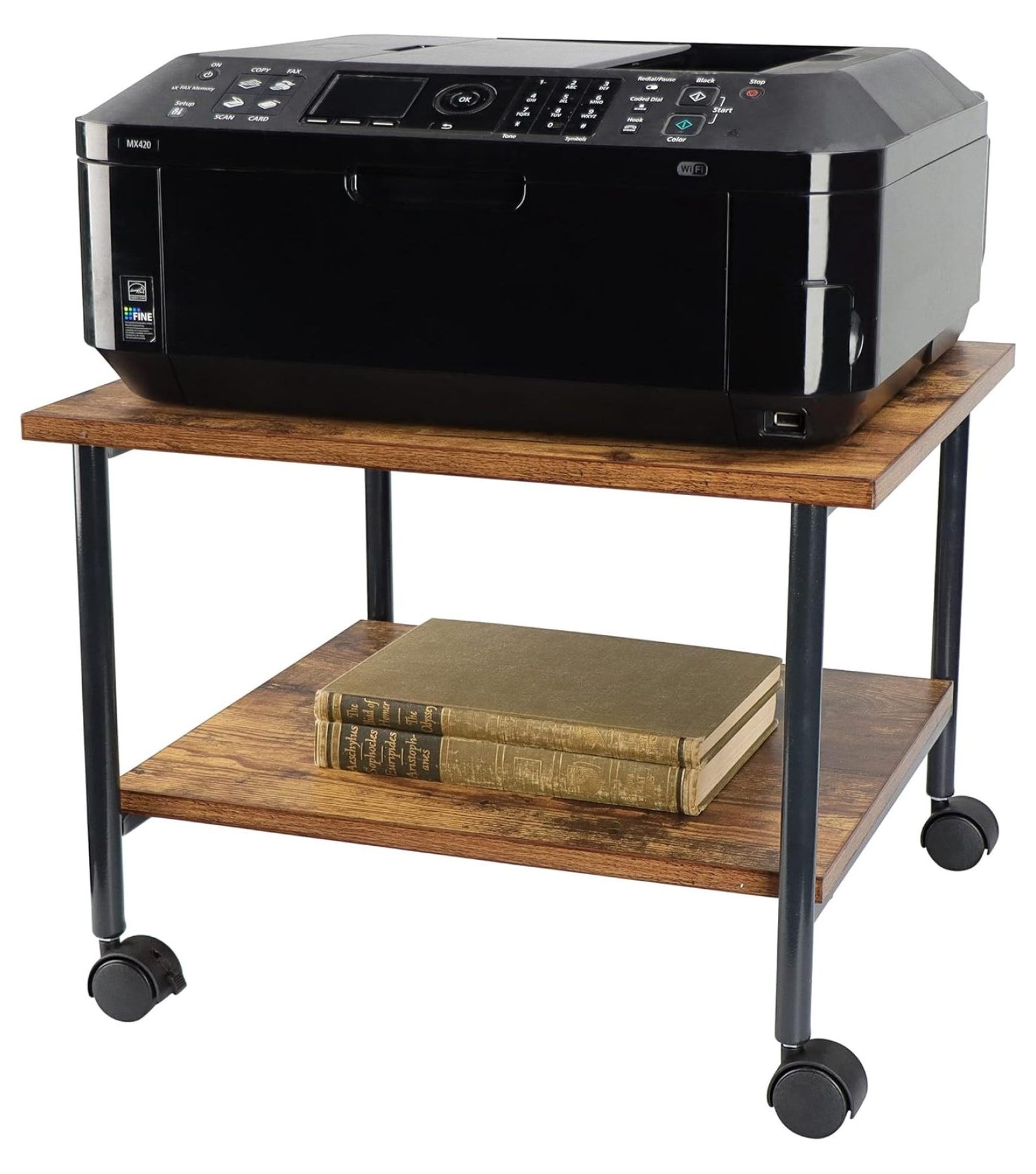 Gexandy Under Desk Printer Stand Rolling Cart on Wheels - 2 Shelf ...
