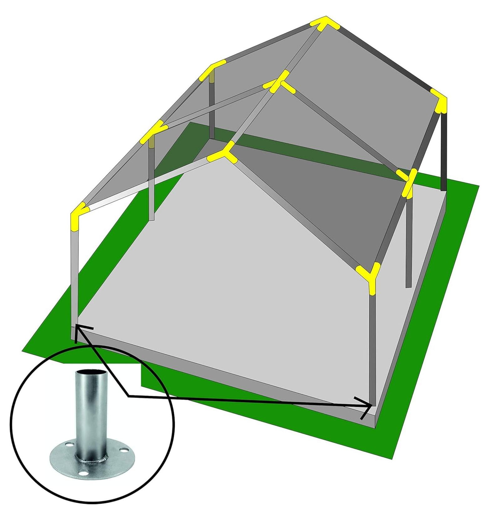 Gexandy Import Canopy Fittings Kit 1 3/8" High Frame Carport Connectors ...