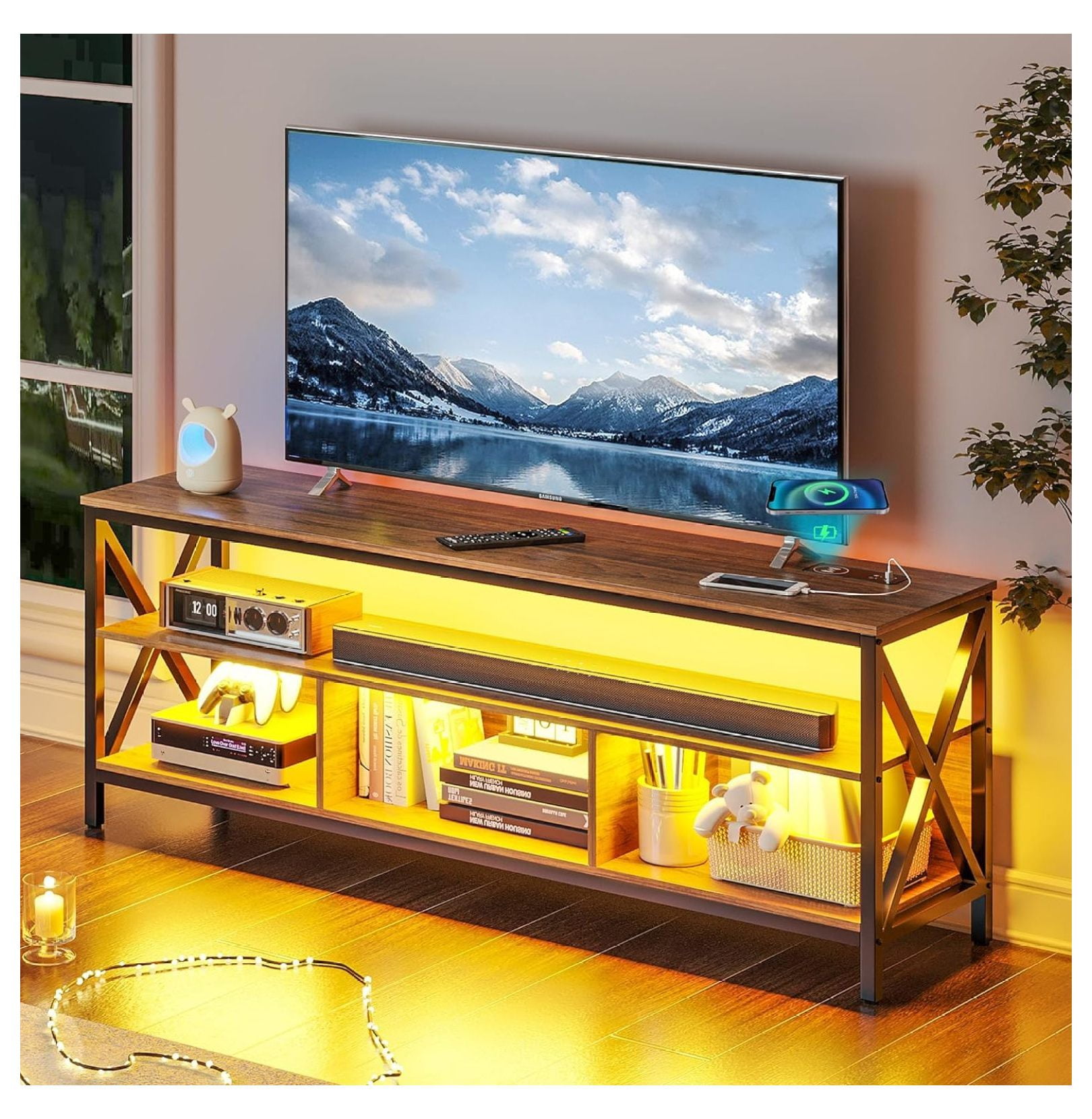 Gexandy LED TV Stand for Living Room, Modern Television Stands with ...