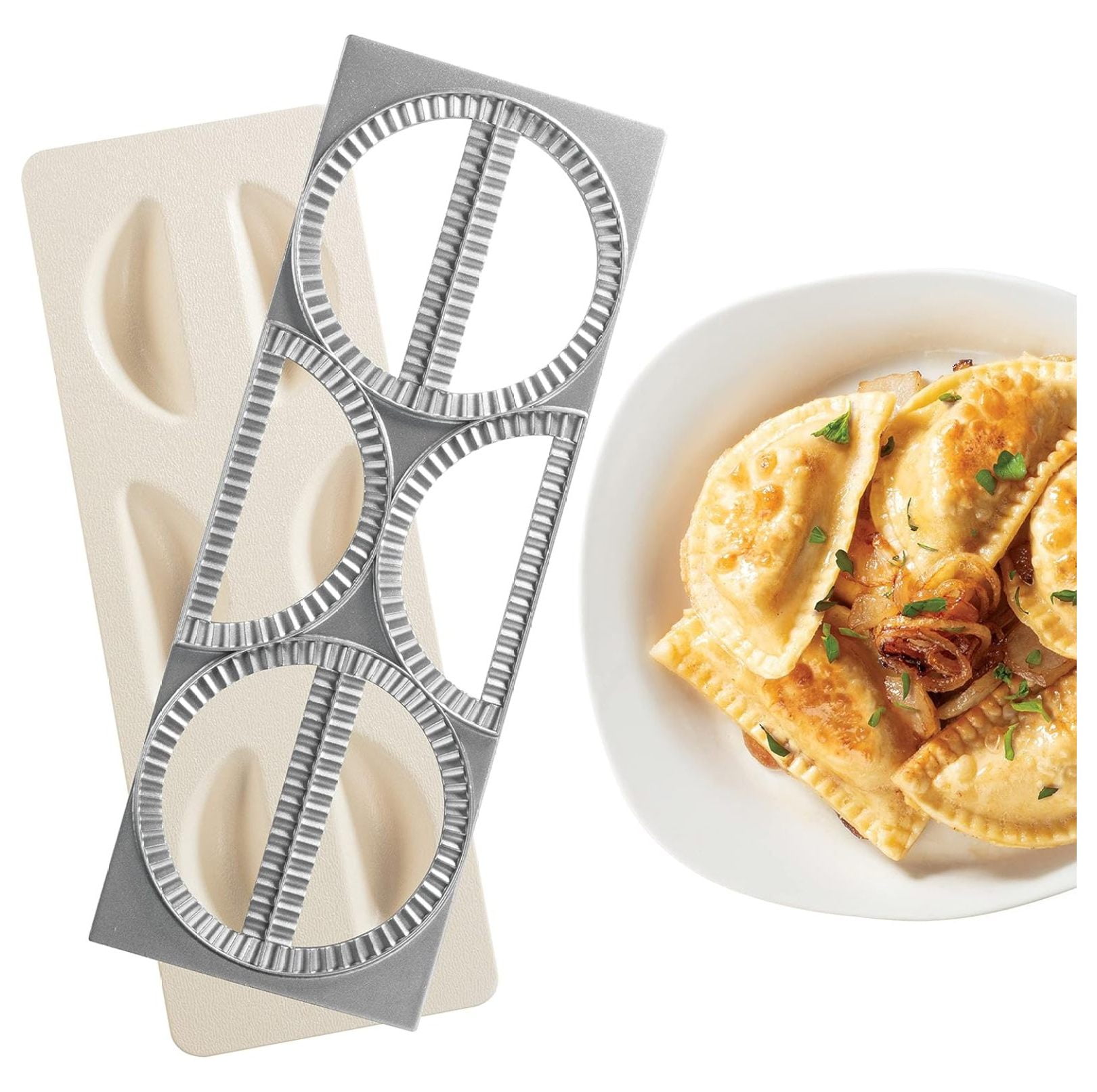 Gexandy Pierogi Maker w Tray and Press - Makes 6 Pierogis, Dumplings ...