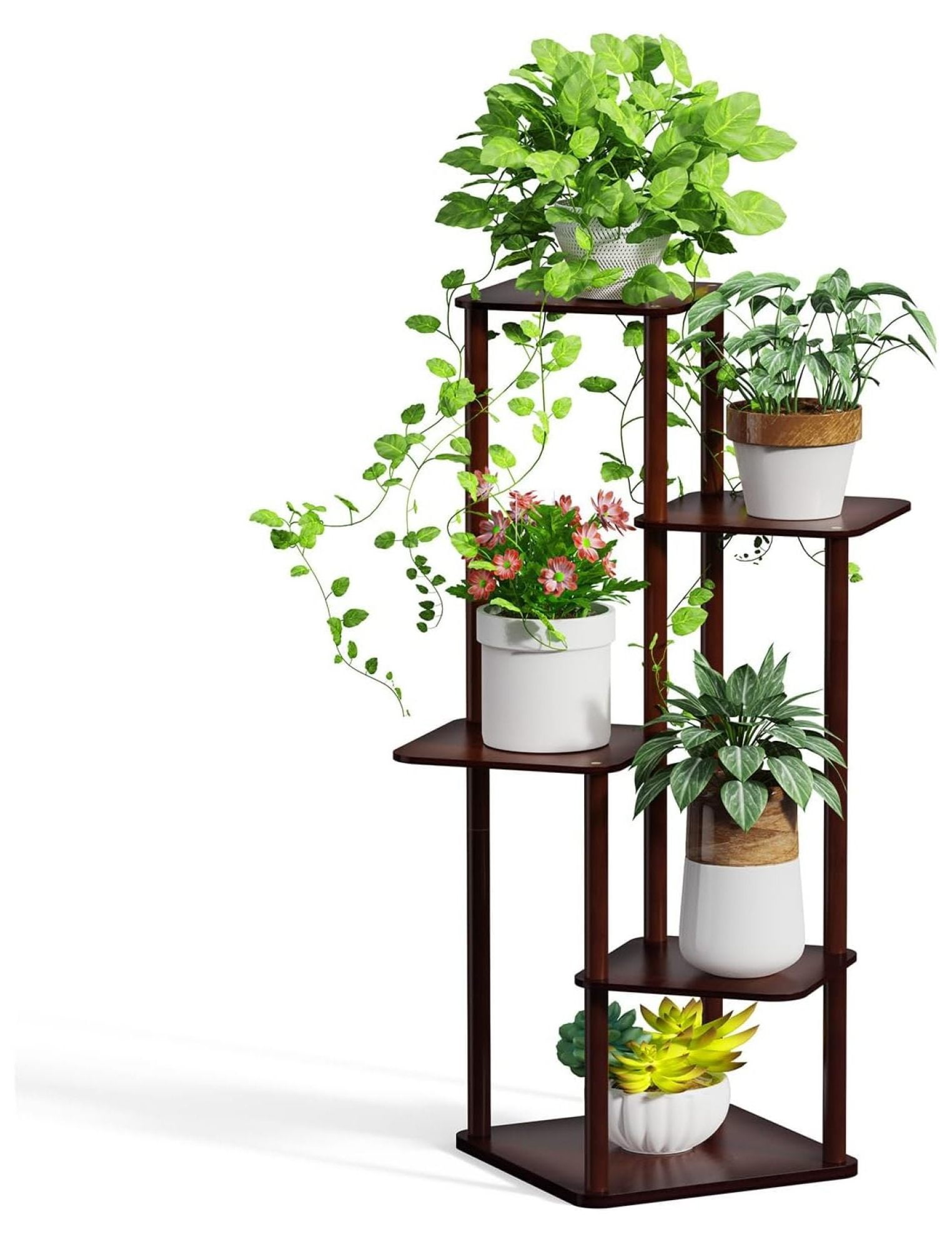 Gexandy Plant Stand Indoor, 5 Tier Bamboo Plant Stands Corner Plant ...