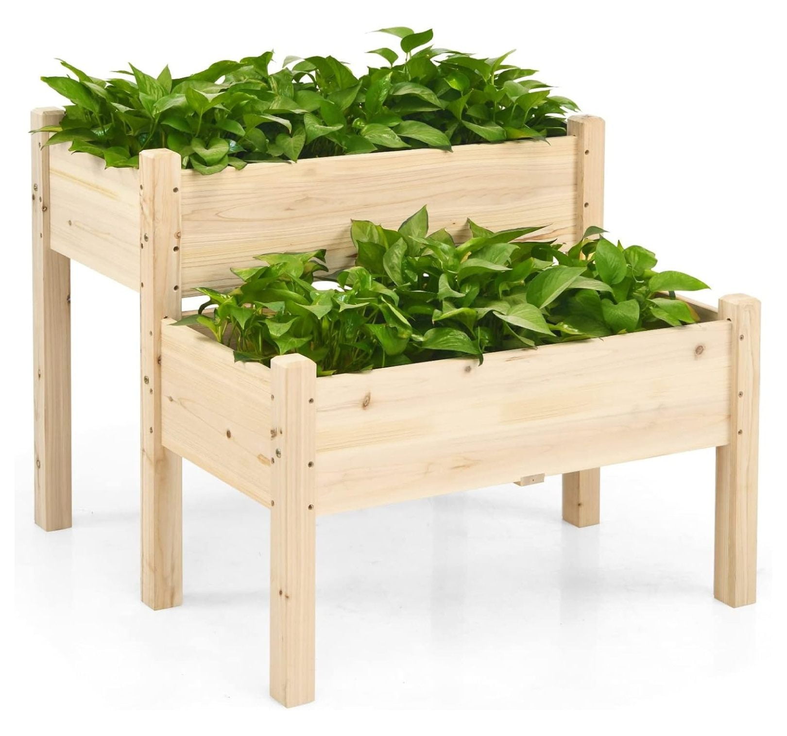 Gexandy Raised Garden Bed, 2-Tier Wooden Elevated Planter Box Stand ...