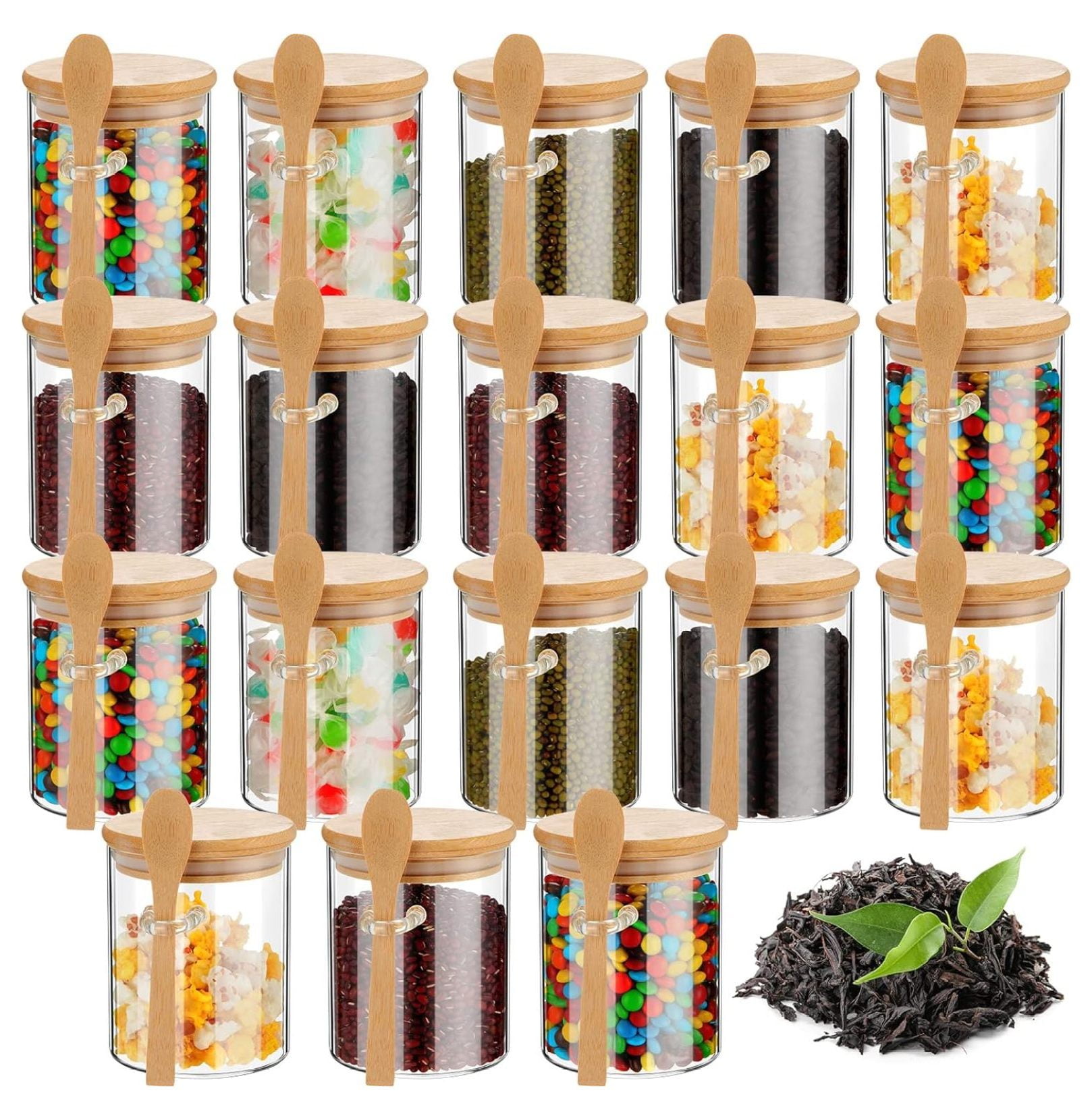 Gexandy Set of 18 Airtight Glass Jars 20 oz Glass Containers with ...