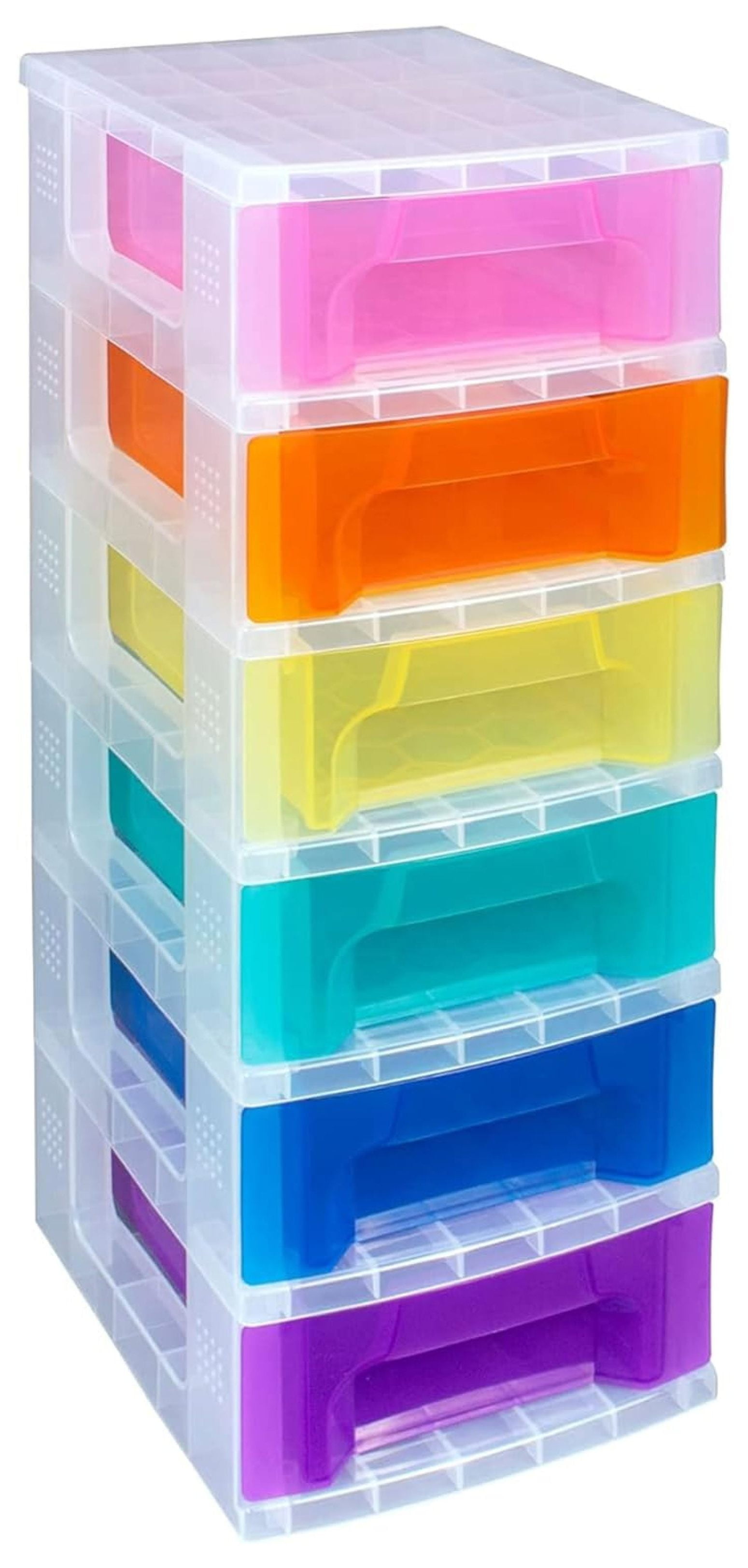 Gexandy Slimline 3.5 Litre Storage Tower Transparent Rainbow Drawer ...