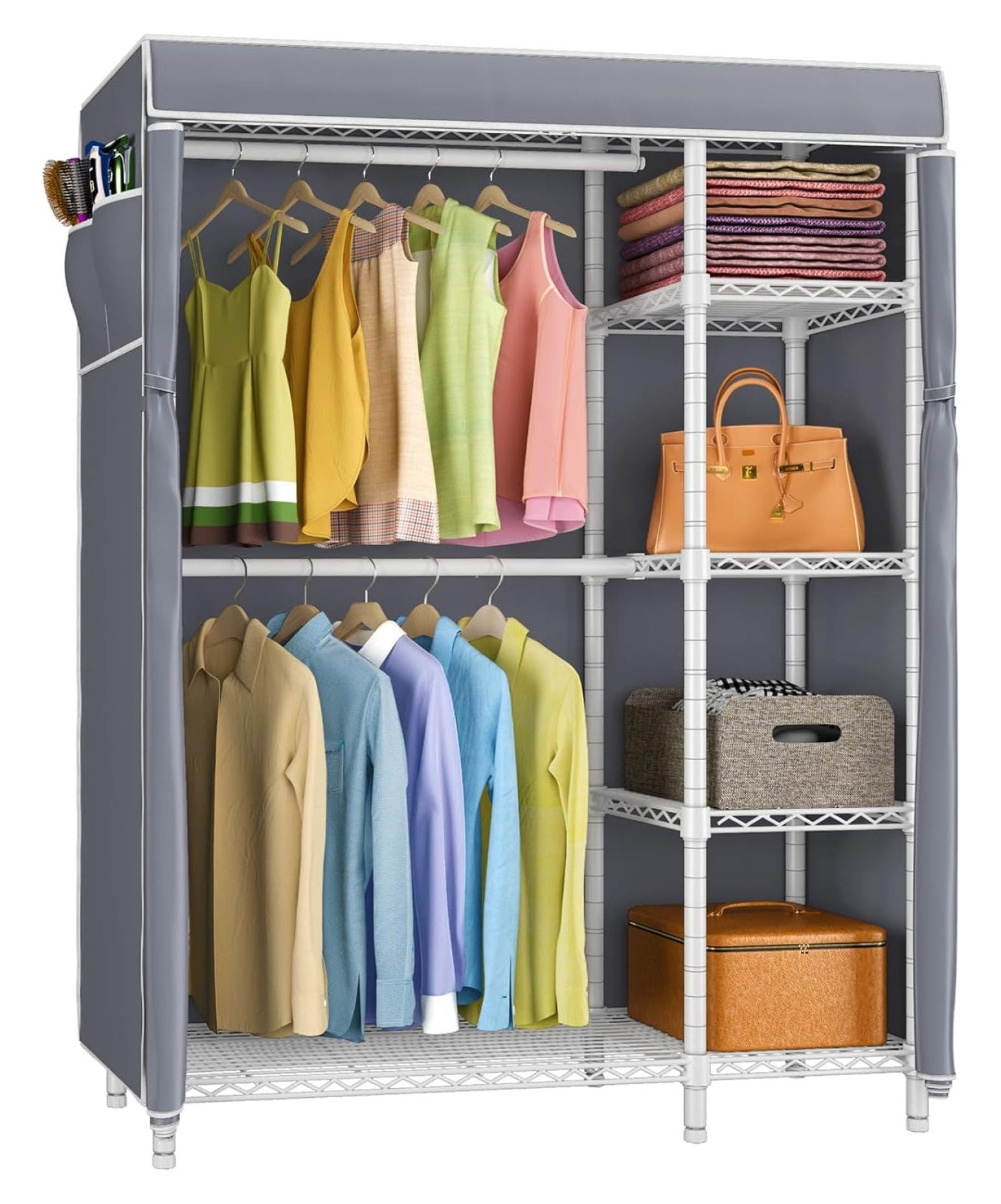 Gexandy V7C Basic Garment Rack with Cover Portable Closets for Hanging ...