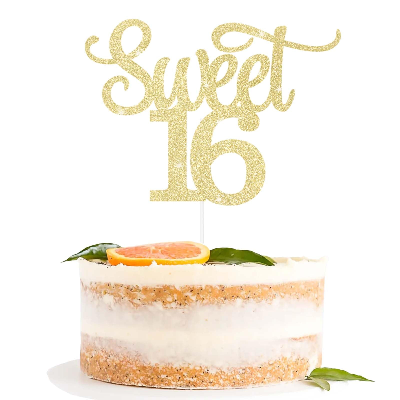 Gexolenu Gold Glitter Sweet IEF31 16 Cake Topper, 1 PCS, Anniversary ...