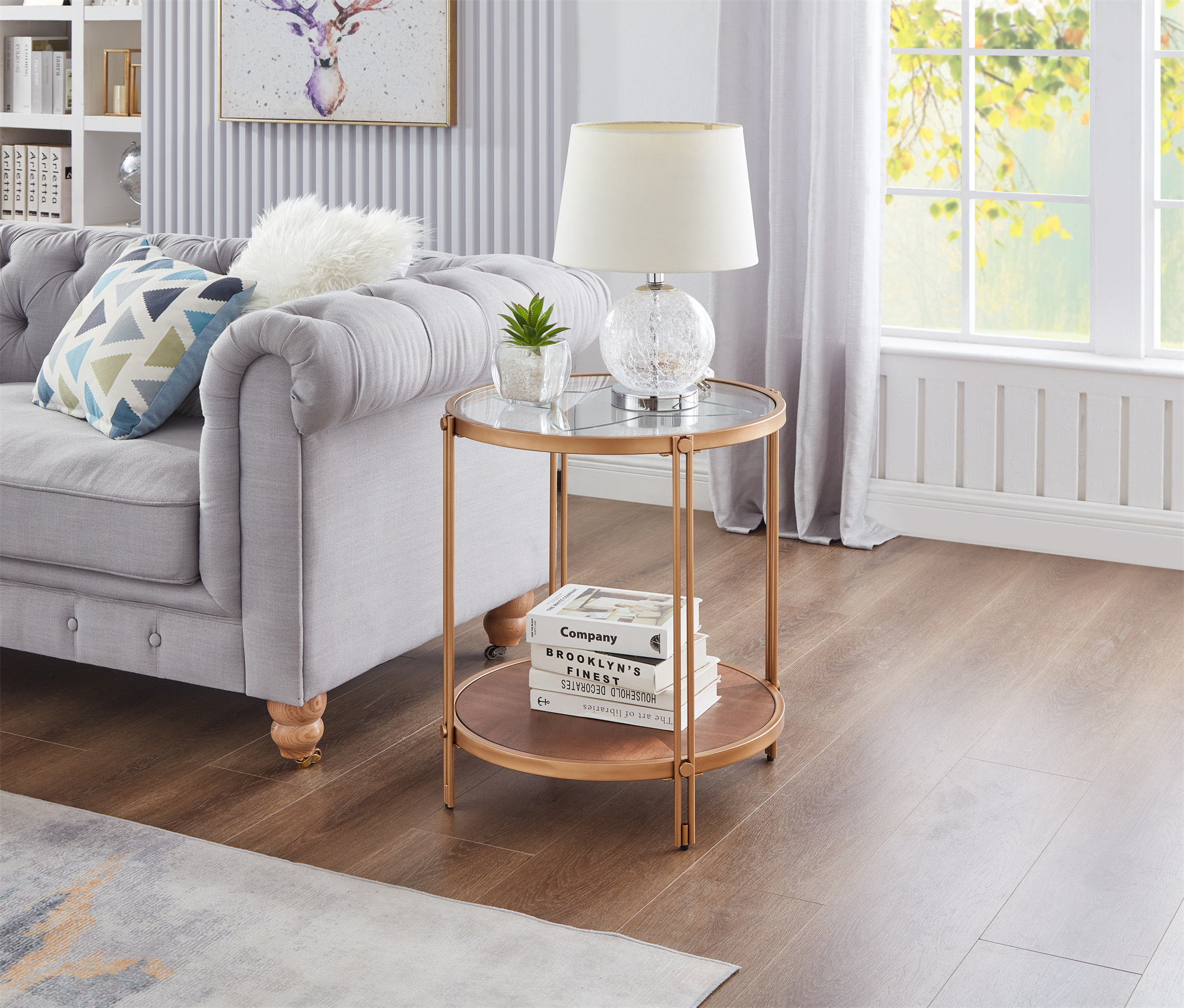 SAFAVIEH Emirah Modern Round Corner Table, Grey/Gold - Walmart.com