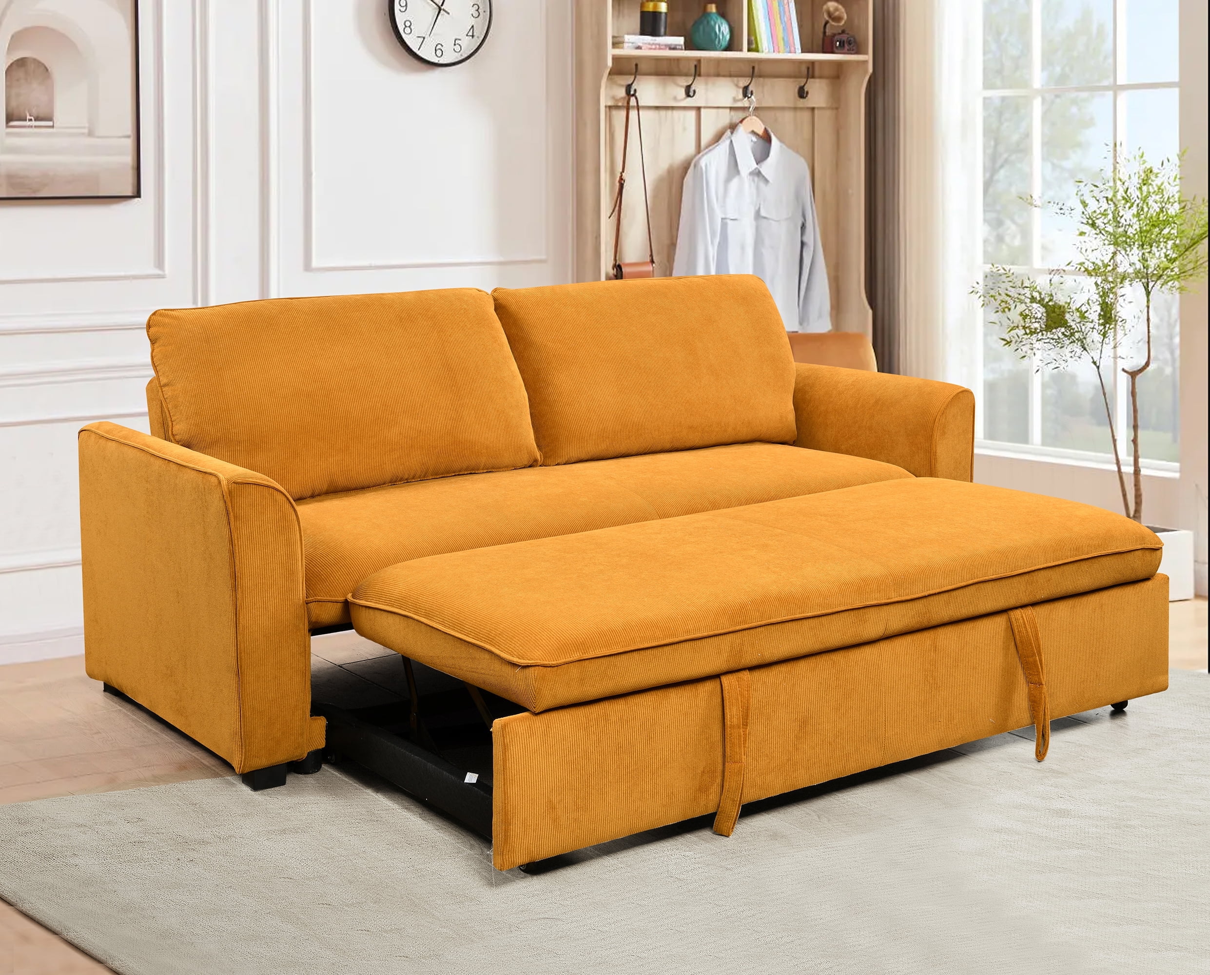Gexpusm 78" Pull Out Couch Convertible Sleeper Sofa Bed with Back ...