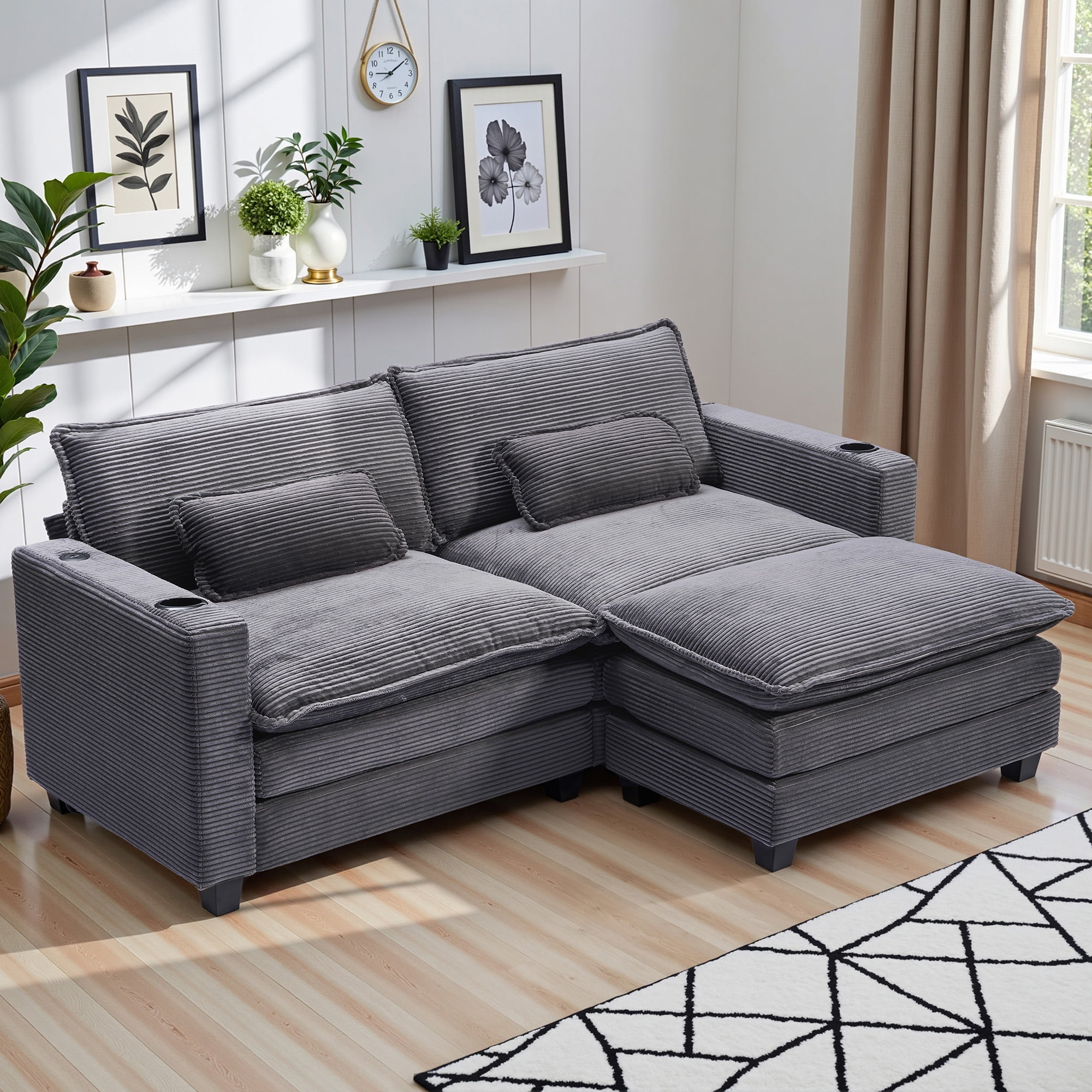Gexpusm 81.49" Loveseat Cloud Couch with USB ＆Type-C Port, Large ...