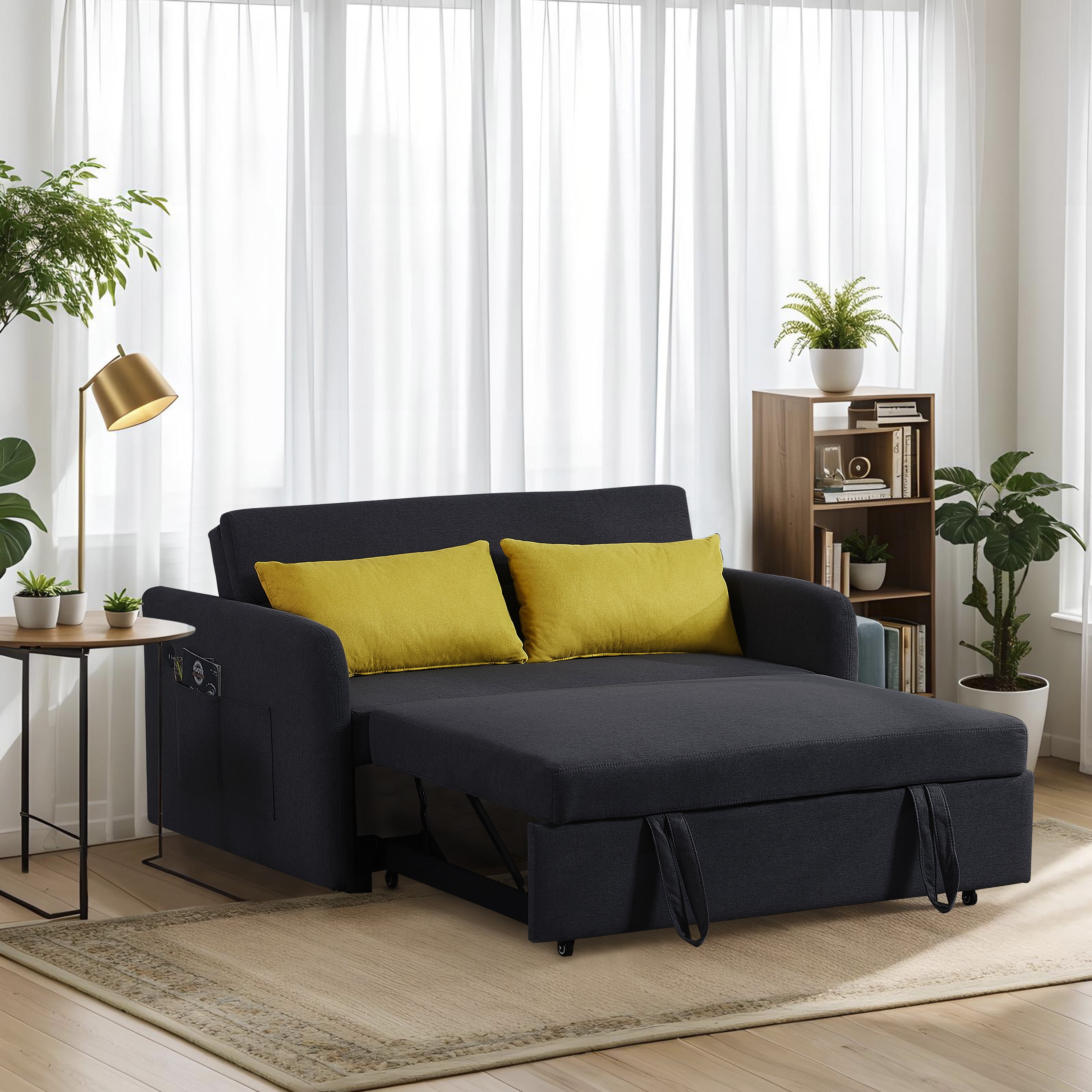 Gexpusm Convertible Sofa Bed with Pull Out Sofa Bed, 55" Loveseat ...