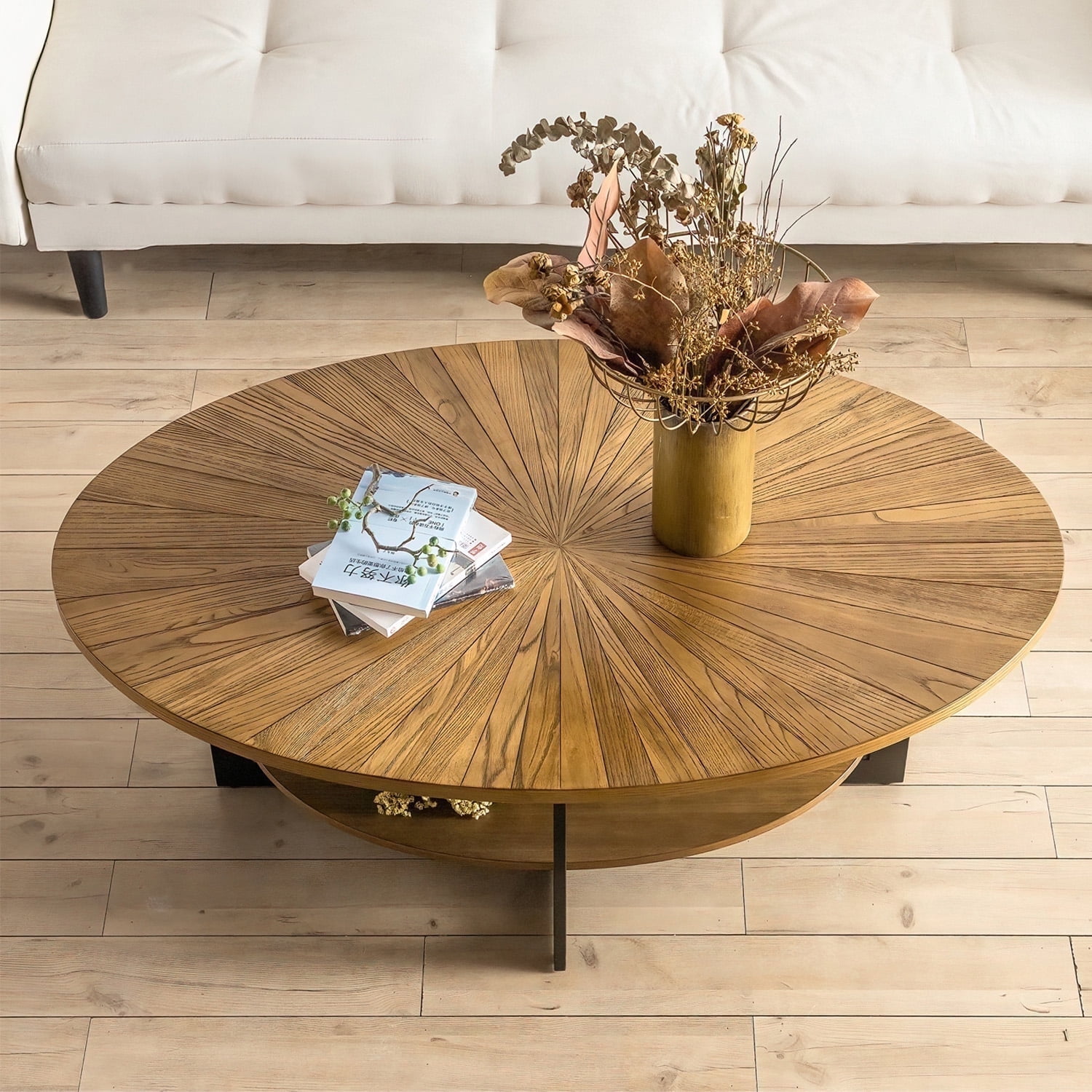 Gexpusm Double Layer, Rustic Country Farm Coffee Table - Walmart.com