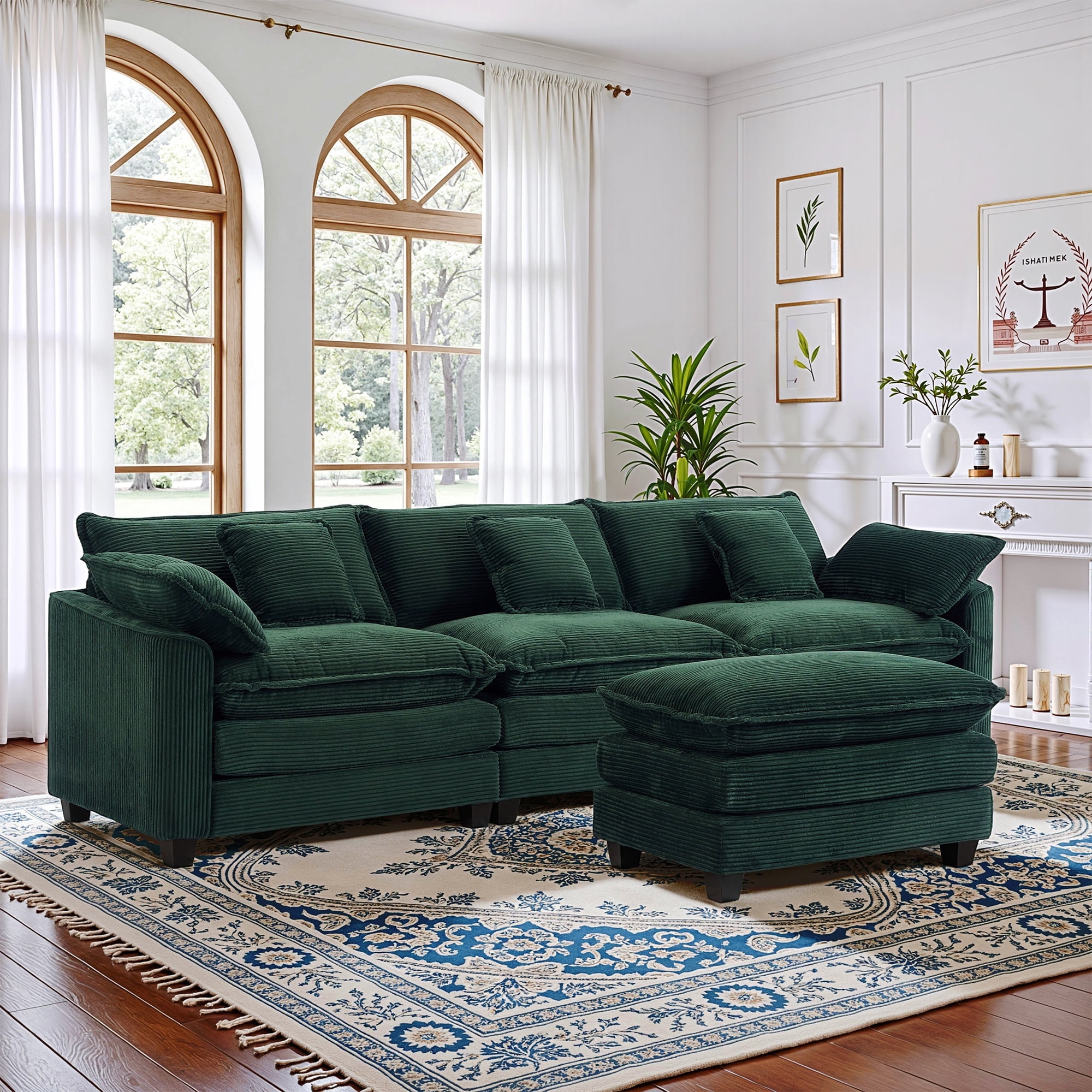 Gexpusm L-Shaped Sectional Sofa, 111" Corduroy Couch, 4 Seat Lounge ...
