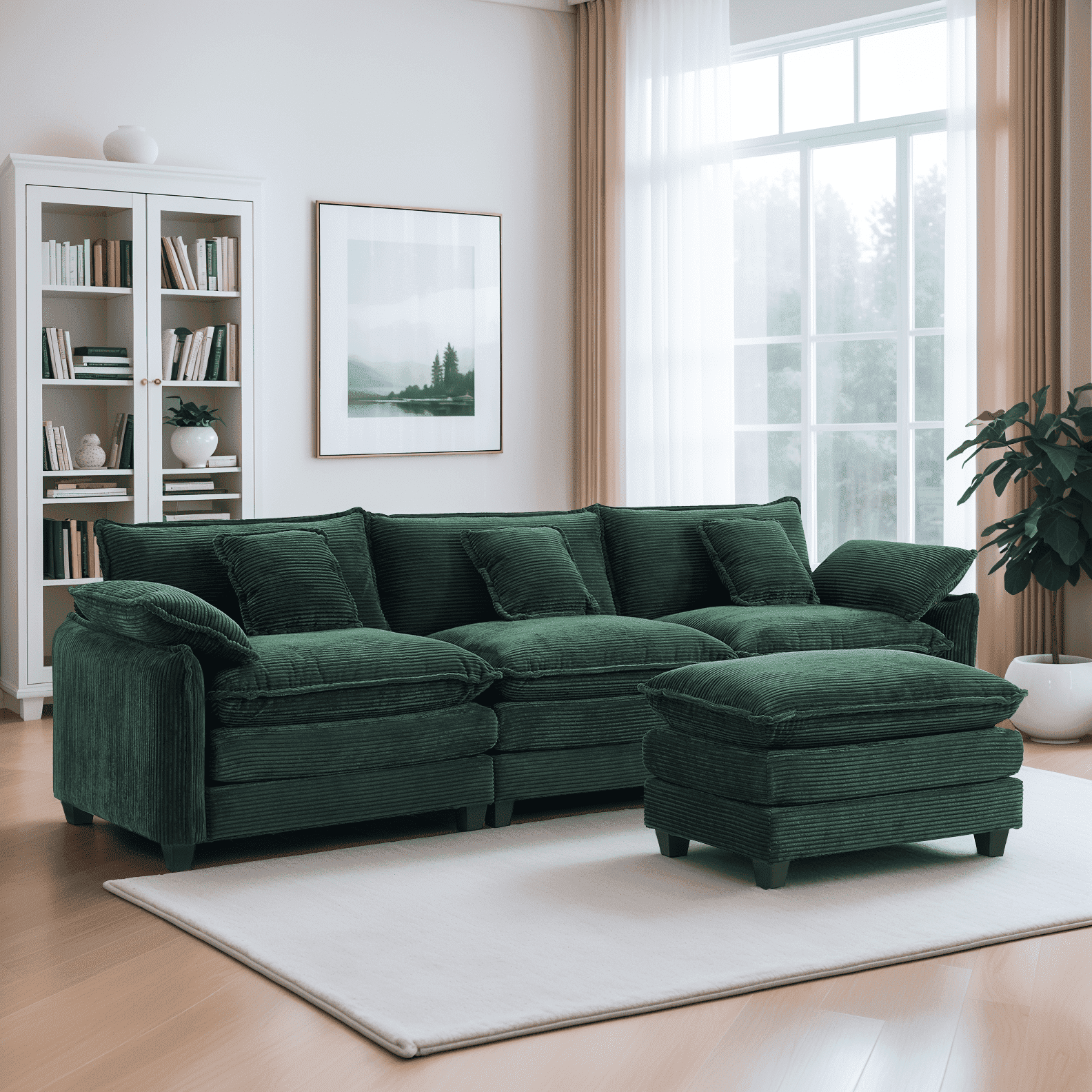 Gexpusm L-Shaped Sectional Sofa, 111" Corduroy Couch, 4 Seat Lounge ...