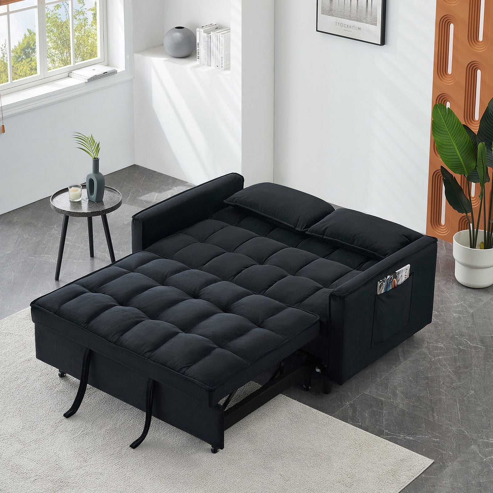Gexpusm Modern Velvet Pull Out Sofa Love Seater Lounge Sofa with ...