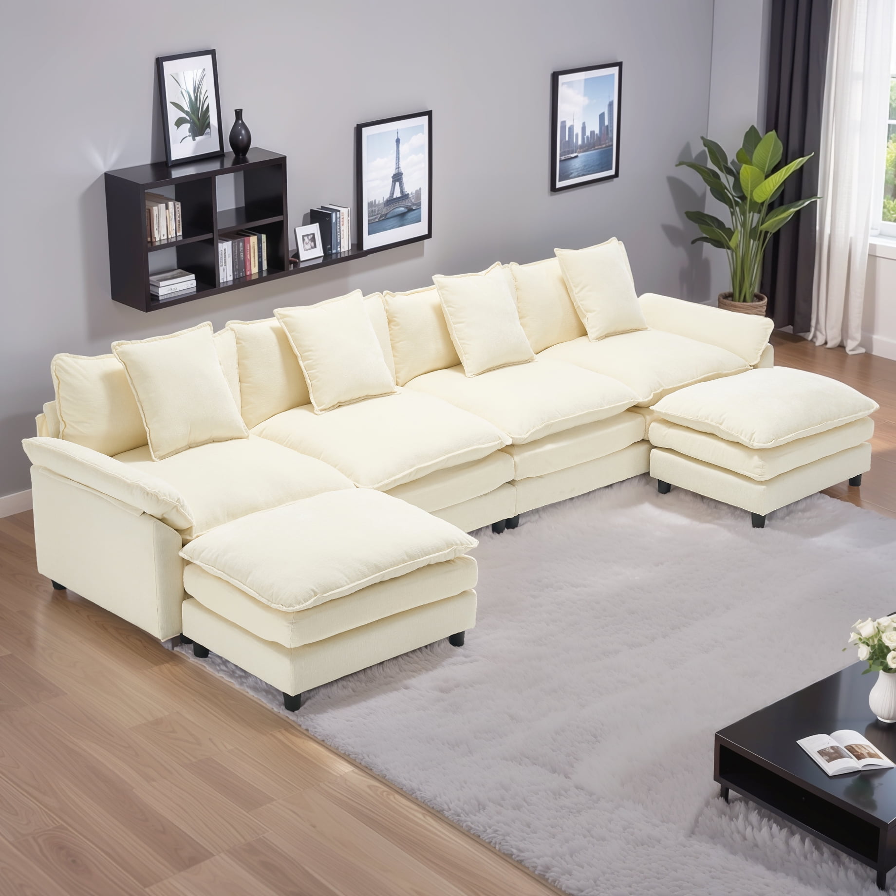 Gexpusm Modular Sectional Sofa with Deep Seat,146" Freely Combined ...