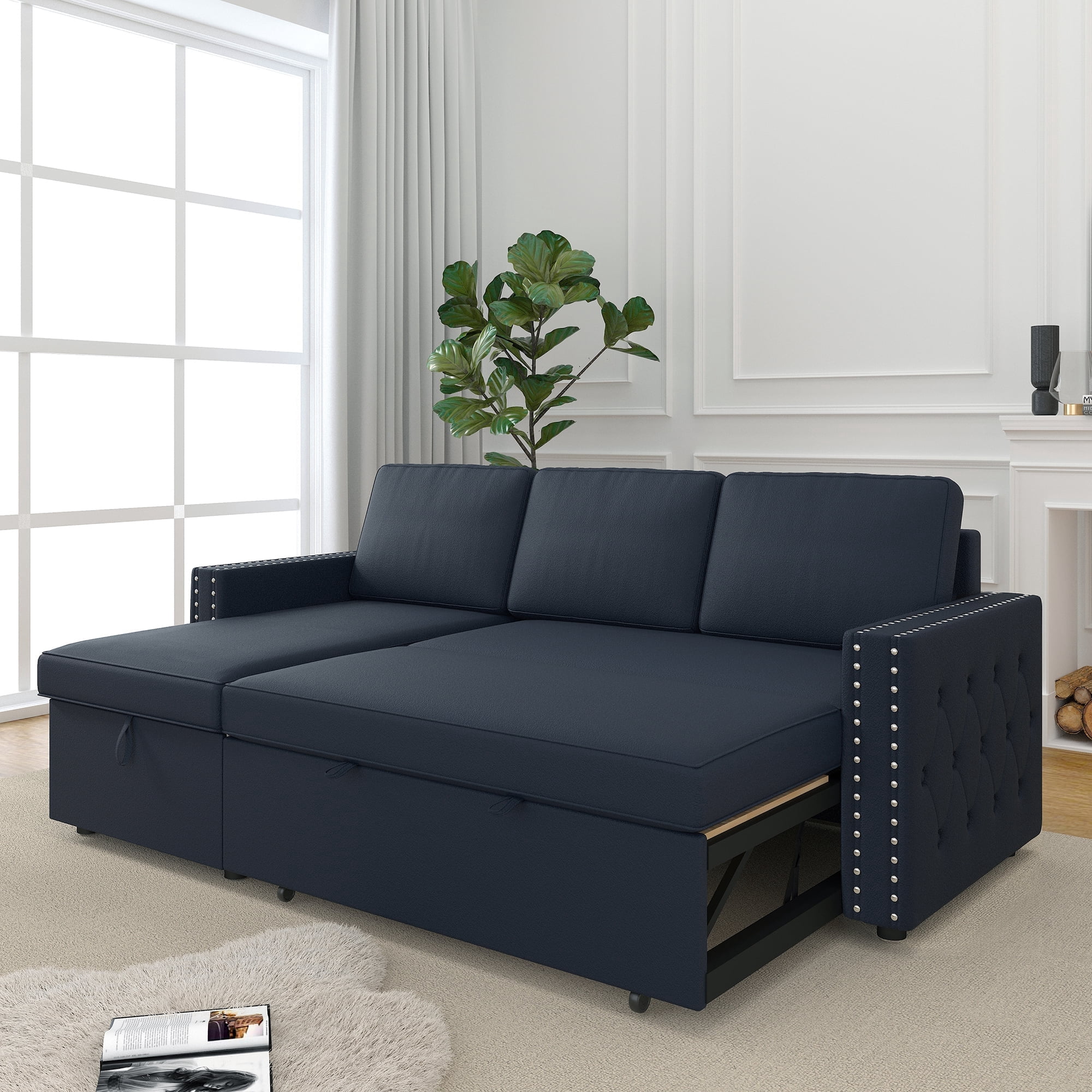 Gexpusm Pull Out Couch Convertible Sleeper Sofa with Storage Recliner ...