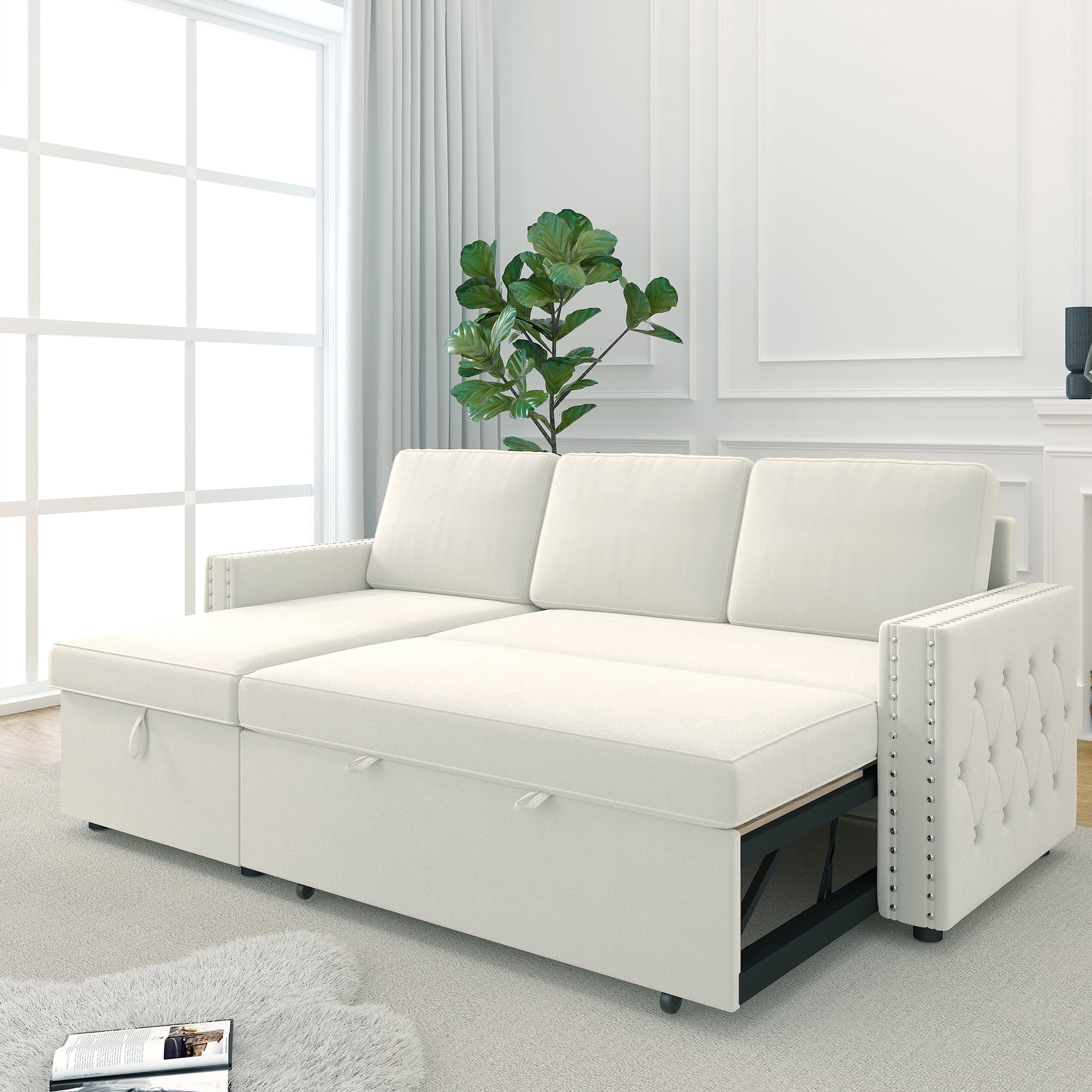 Gexpusm Pull out Couch Convertible Sleeper Couch with Storage Recliner ...