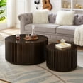 Gexpusm Round Coffee Table Set of 2, Handcraft Nesting with Small End ...