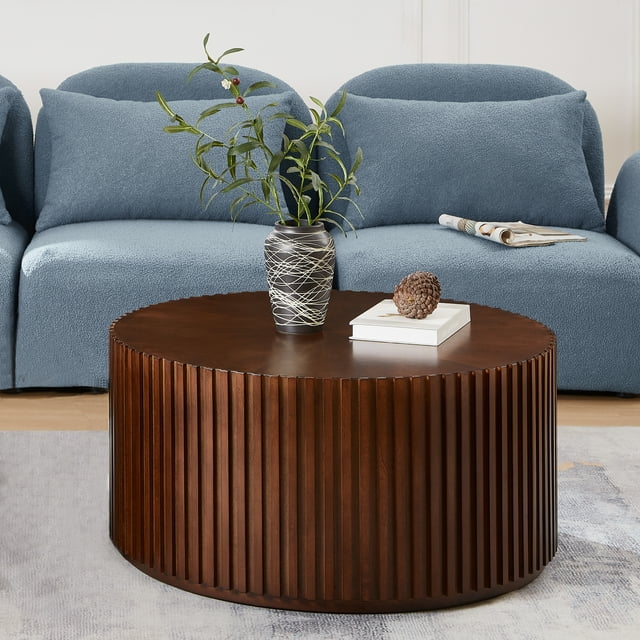 Gexpusm Round Coffee Table, Solid Wood Center Table for Living Room ...
