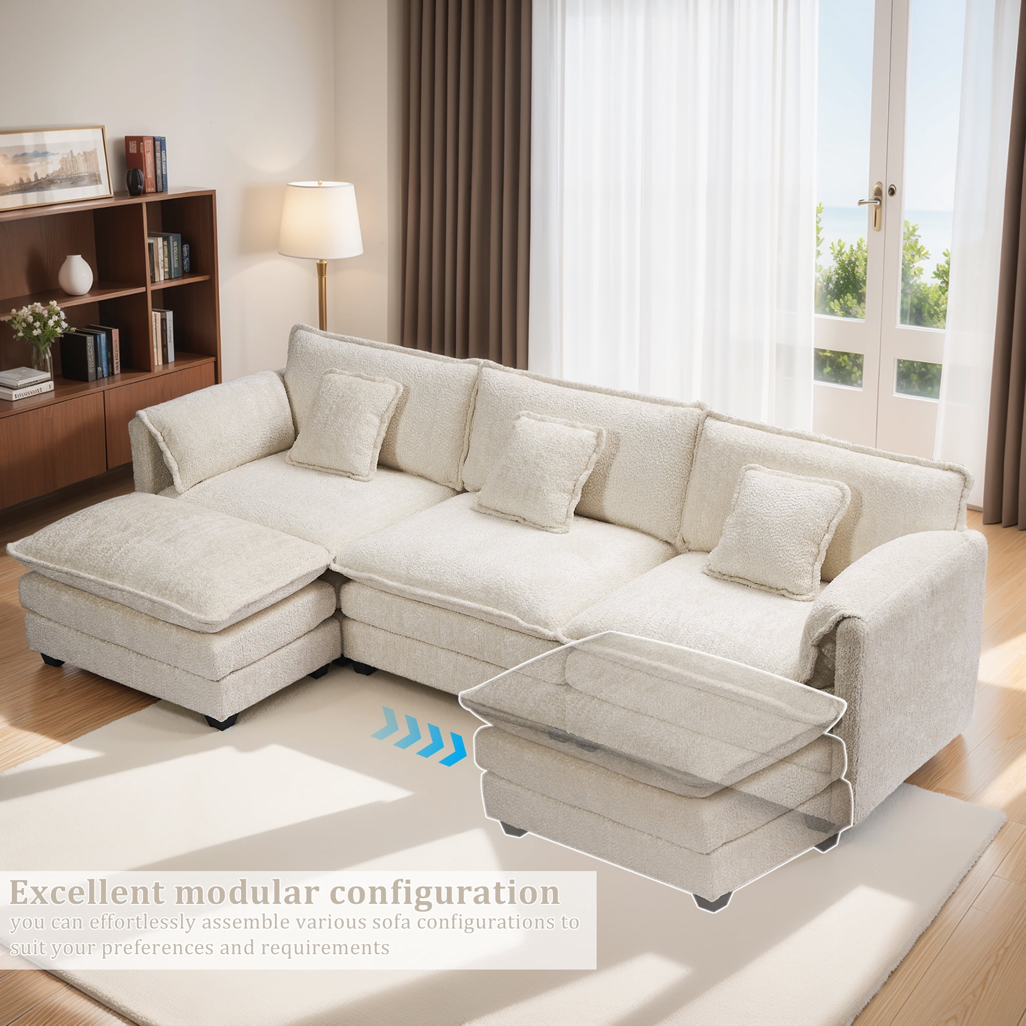 Gexpusm Sectional Sofa L Shaped Couch with Chaise for Living Room ...