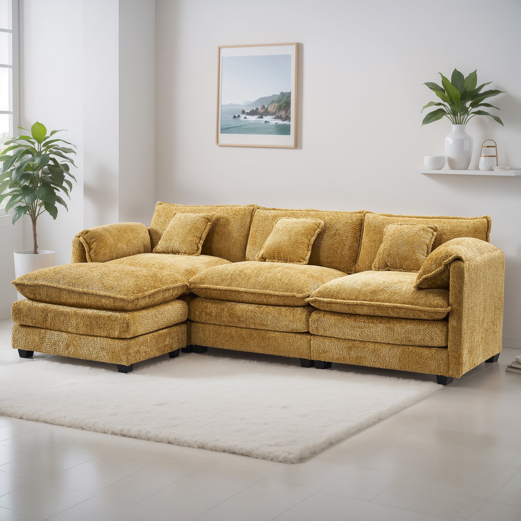 Gexpusm Sectional Sofa L Shaped Couch with Chaise for Living Room ...