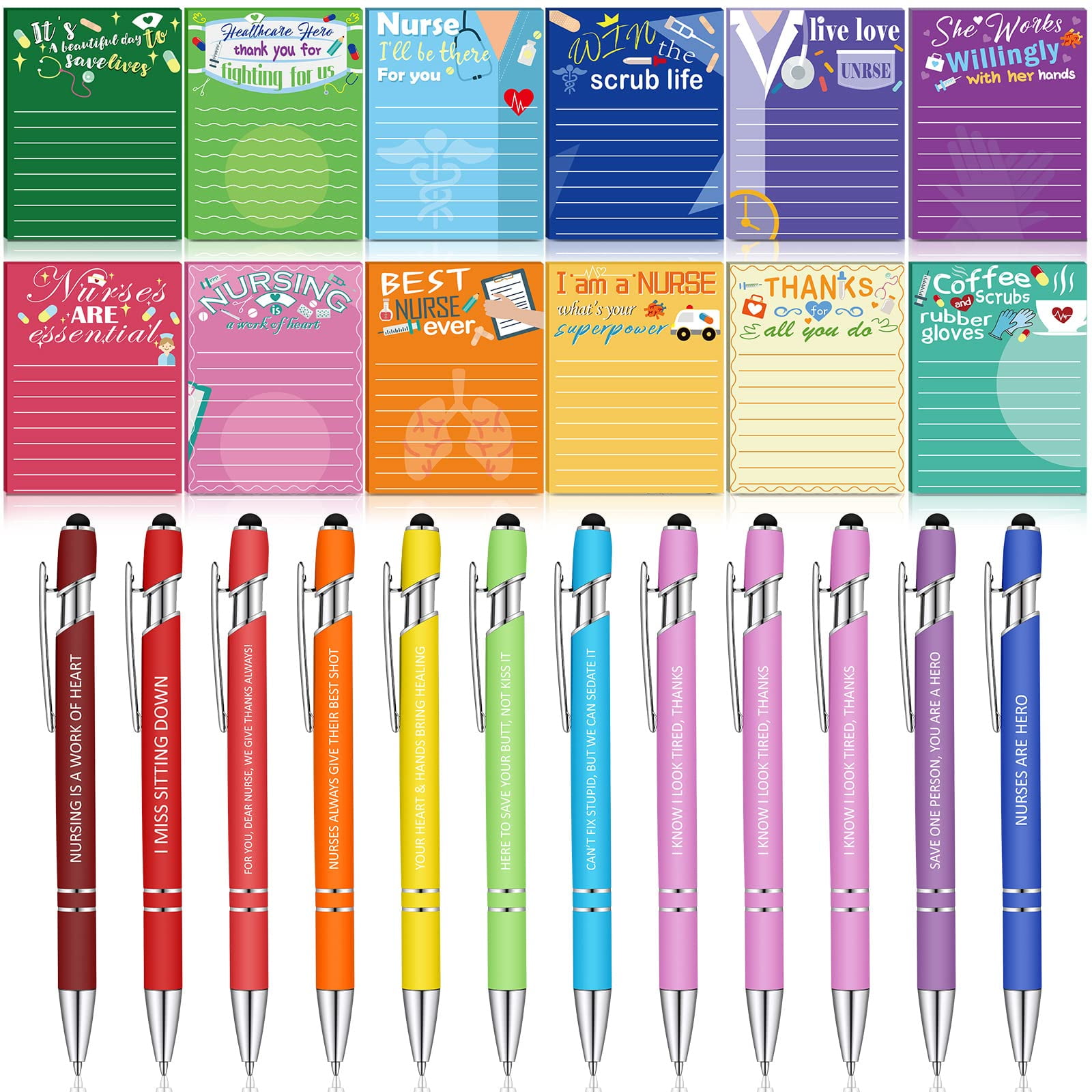 Geyee 24 Pcs Sarcastic Notepads with Sayings Ballpoint Pens Funny ...