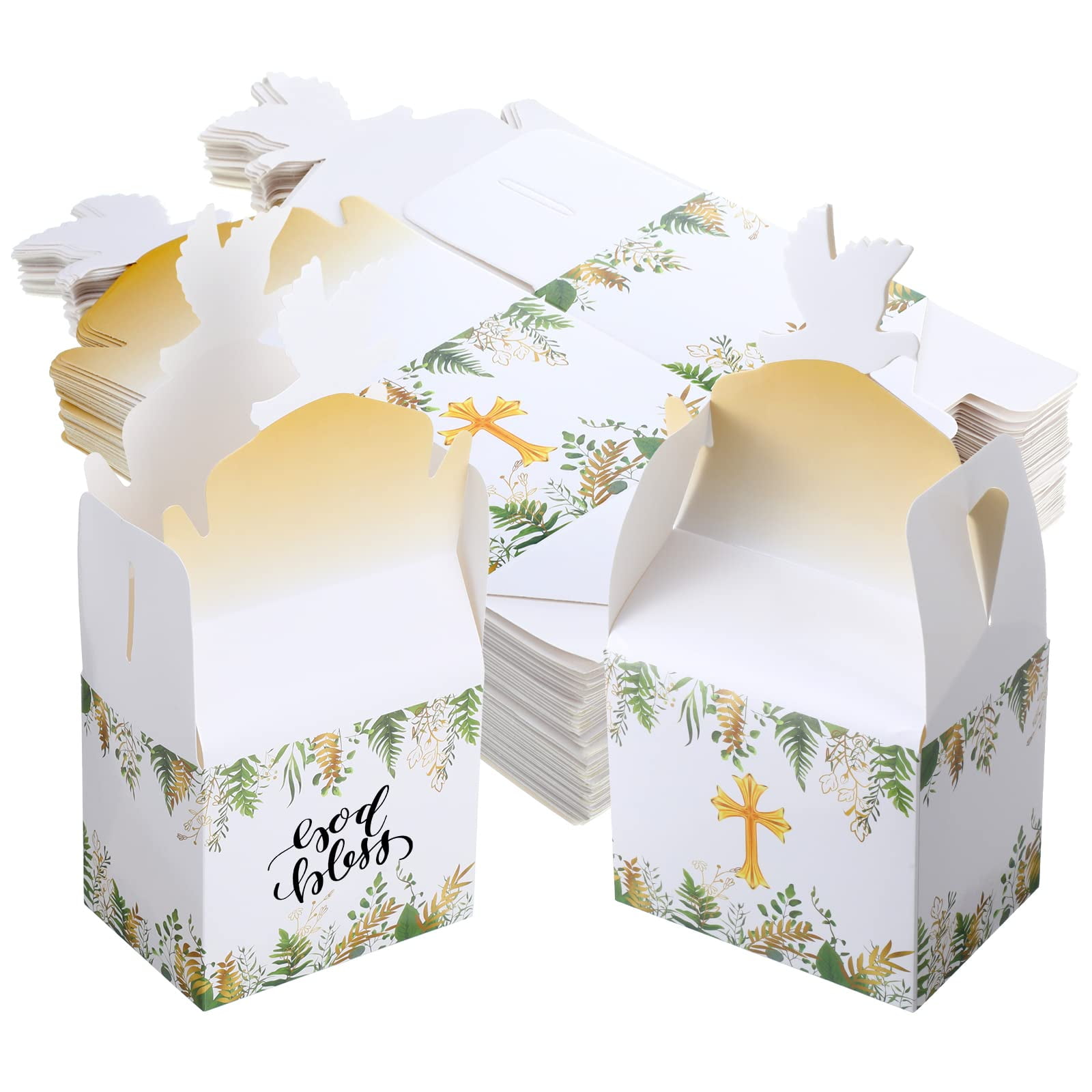 Geyee 48 Pcs Religious Party Goodie Gable Boxes Baptism Decorations ...